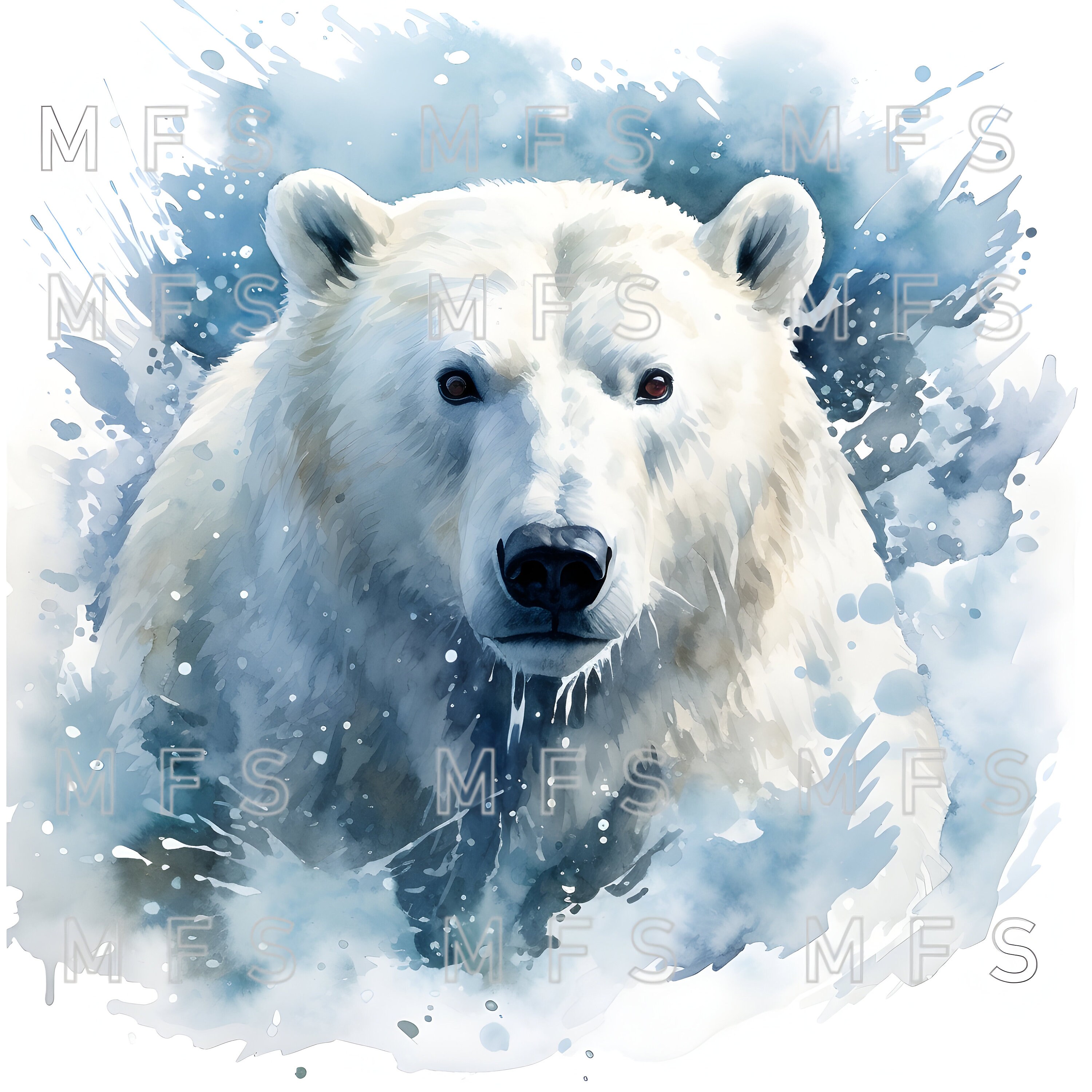Watercolor Polar Bears Clipart, 20 High Quality Jpgs, Instant Digital ...