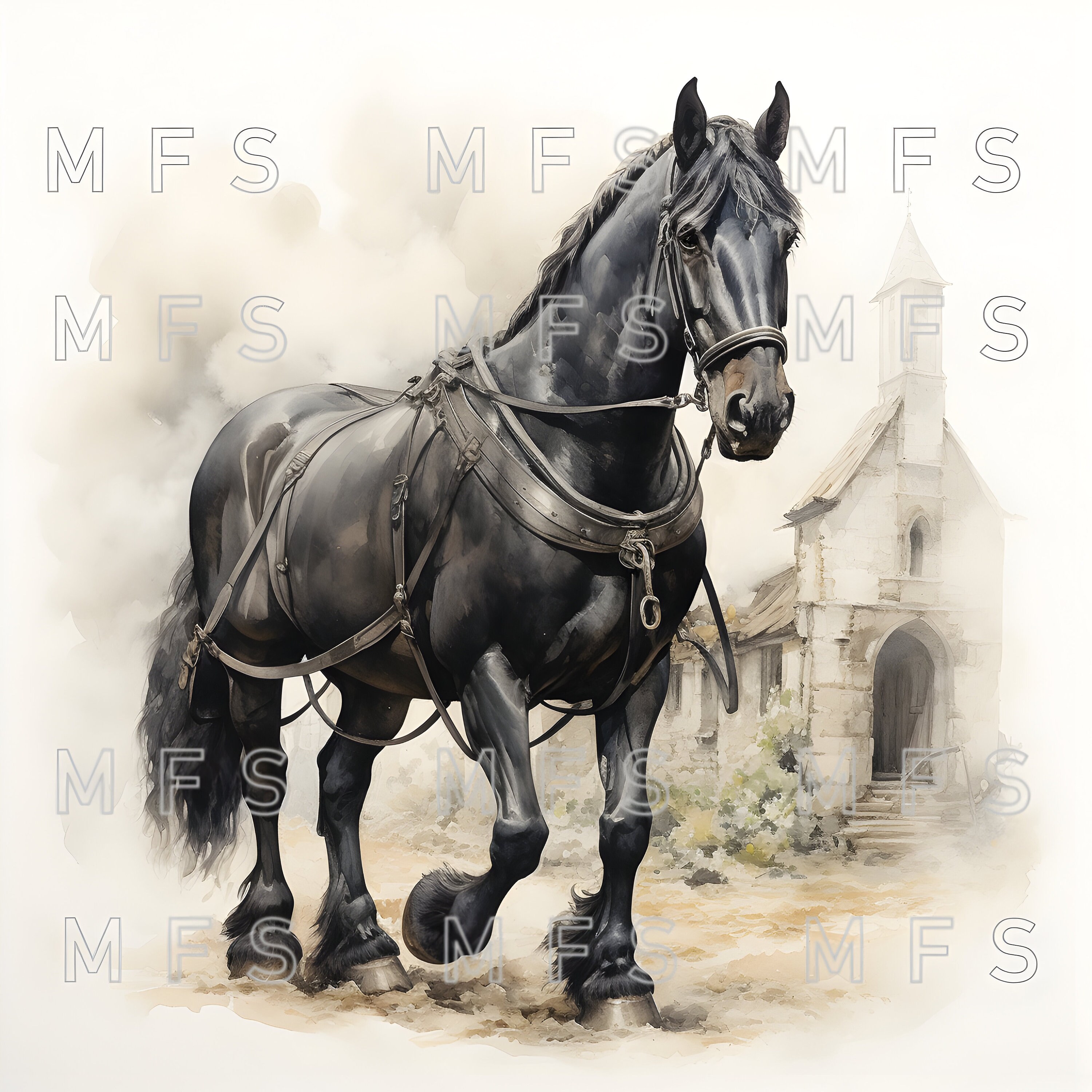 Watercolor Beautiful Black Horse Clipart, 20 High Quality Jpgs, Instant ...