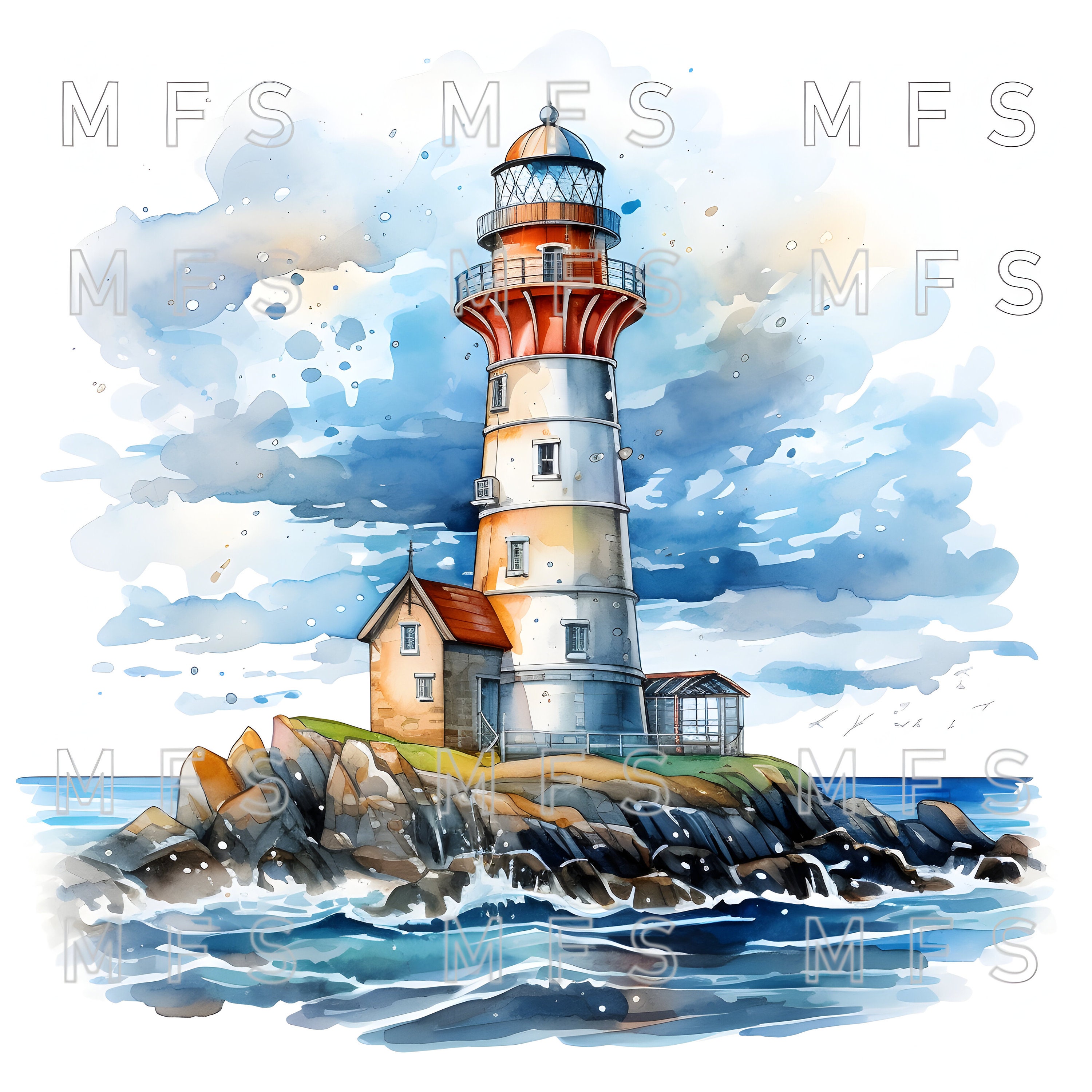 Watercolor Lighthouse Clipart, 20 High Quality Jpg's, Instant Digital ...