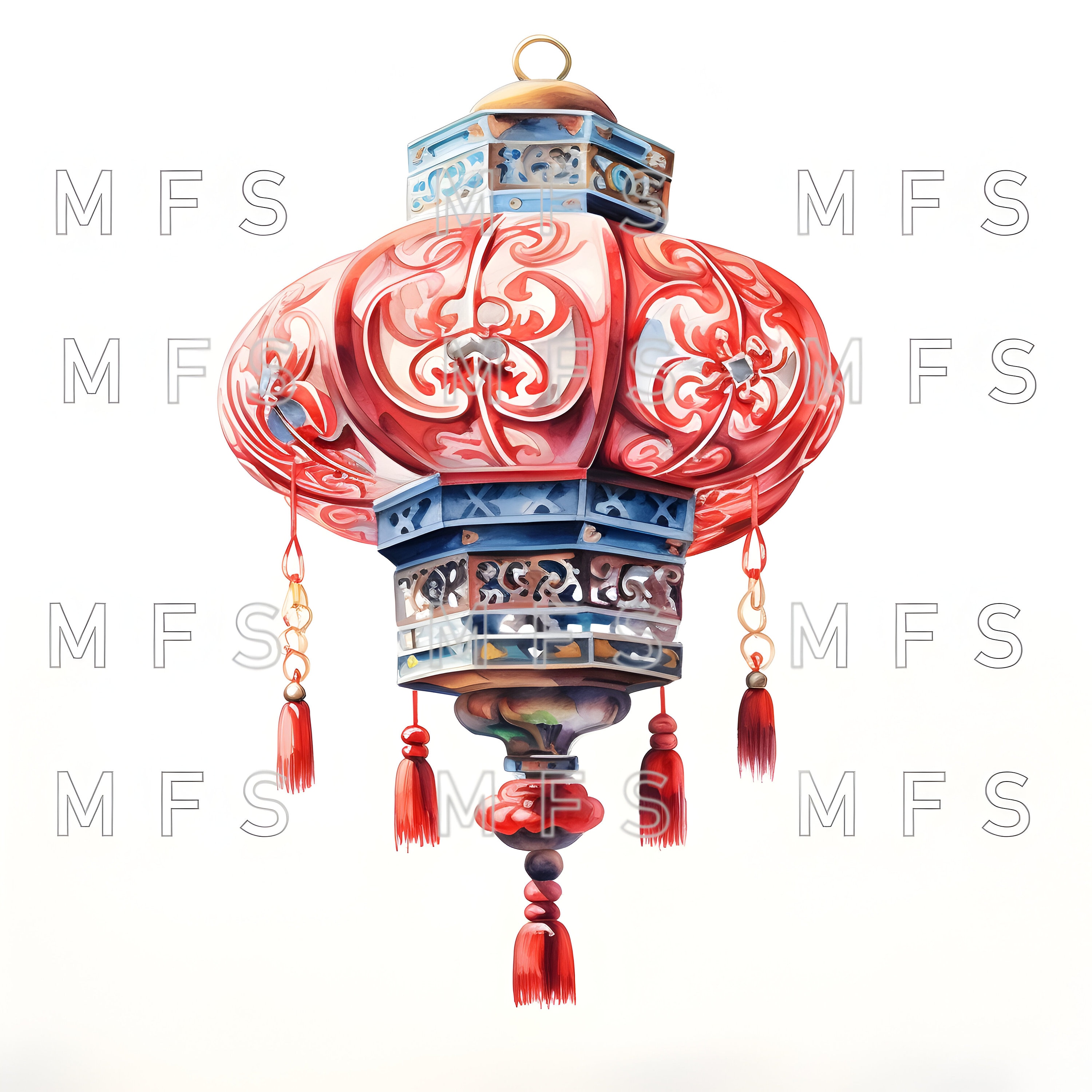 Watercolor Chinese Lantern Clipart, 20 High Quality JPG, Instant ...