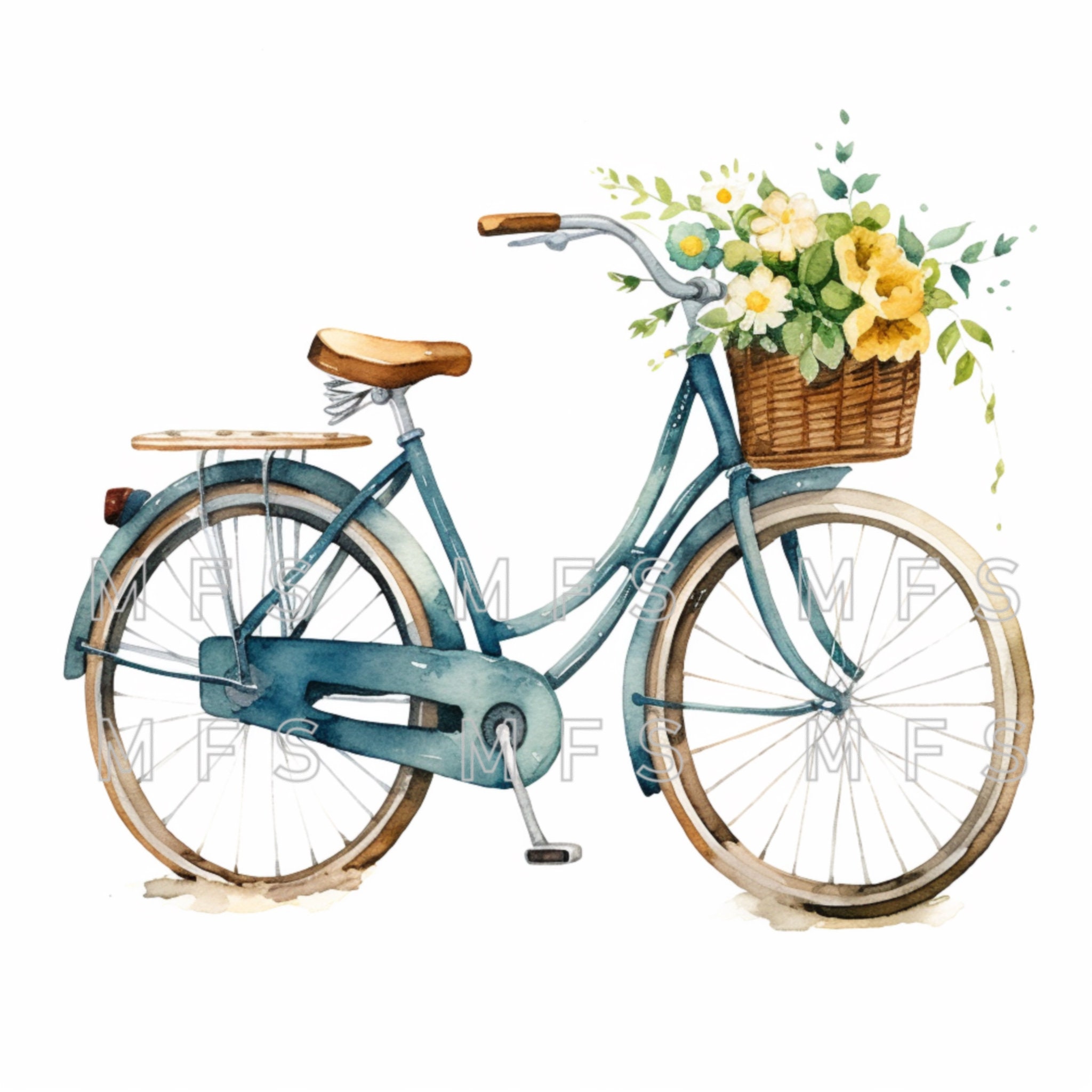 Watercolor Vintage Bicycle Clipart, 20 High Quality Jpgs, Instant ...