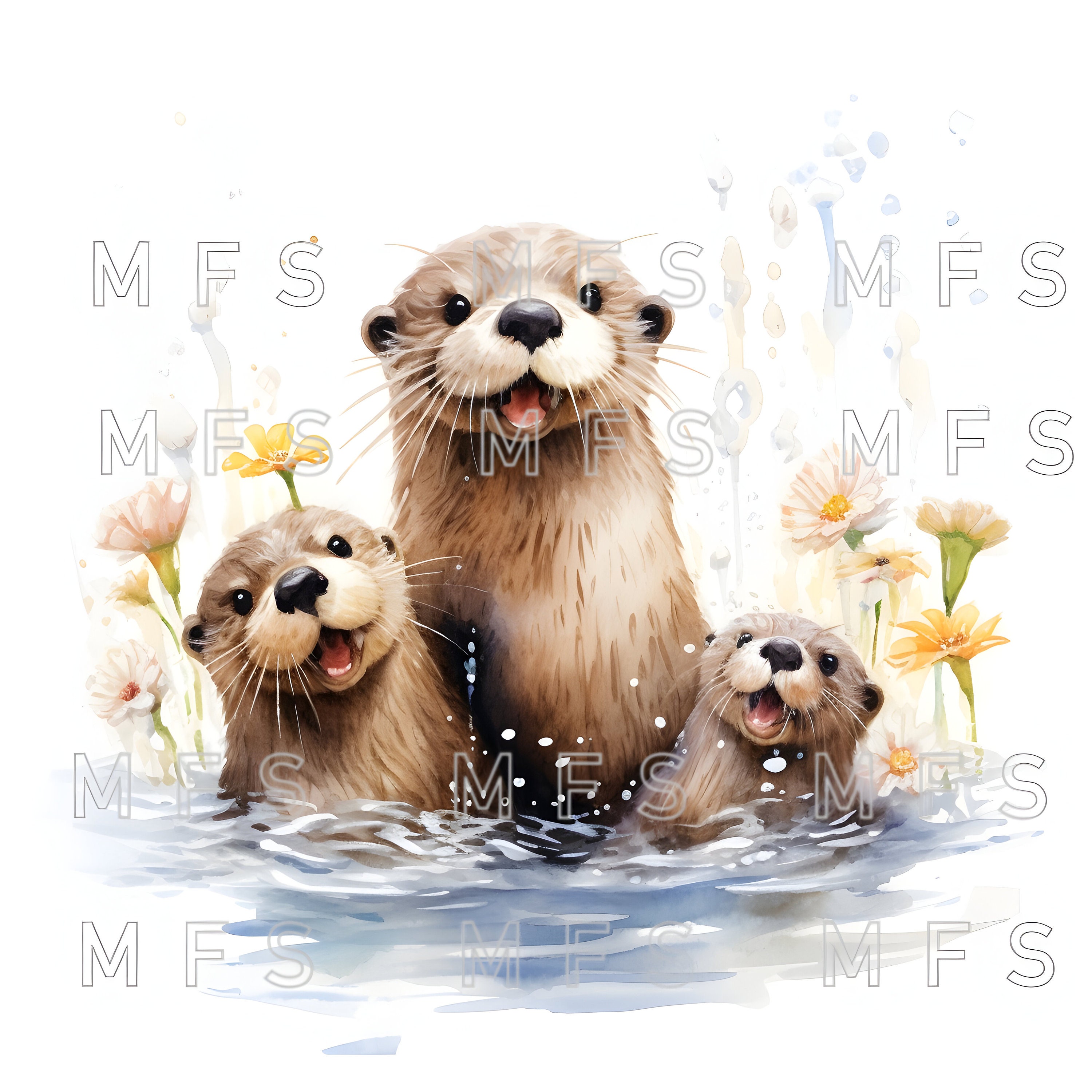 Watercolor Cute Otter Clipart, 20 High Quality Jpgs, Instant Digital ...