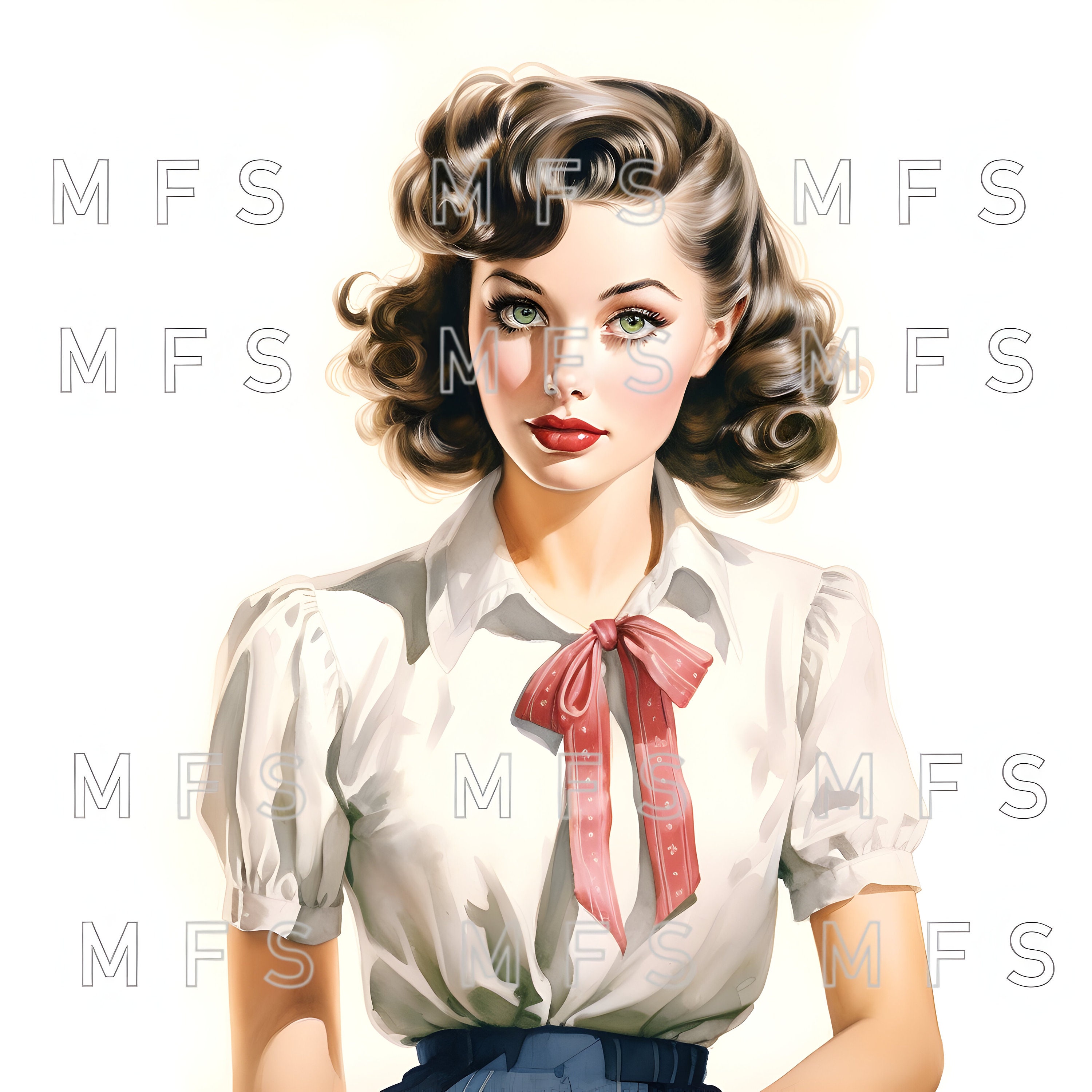 Watercolor Vintage Student Girl Clipart , 20 High Quality Jpgs, Instant ...