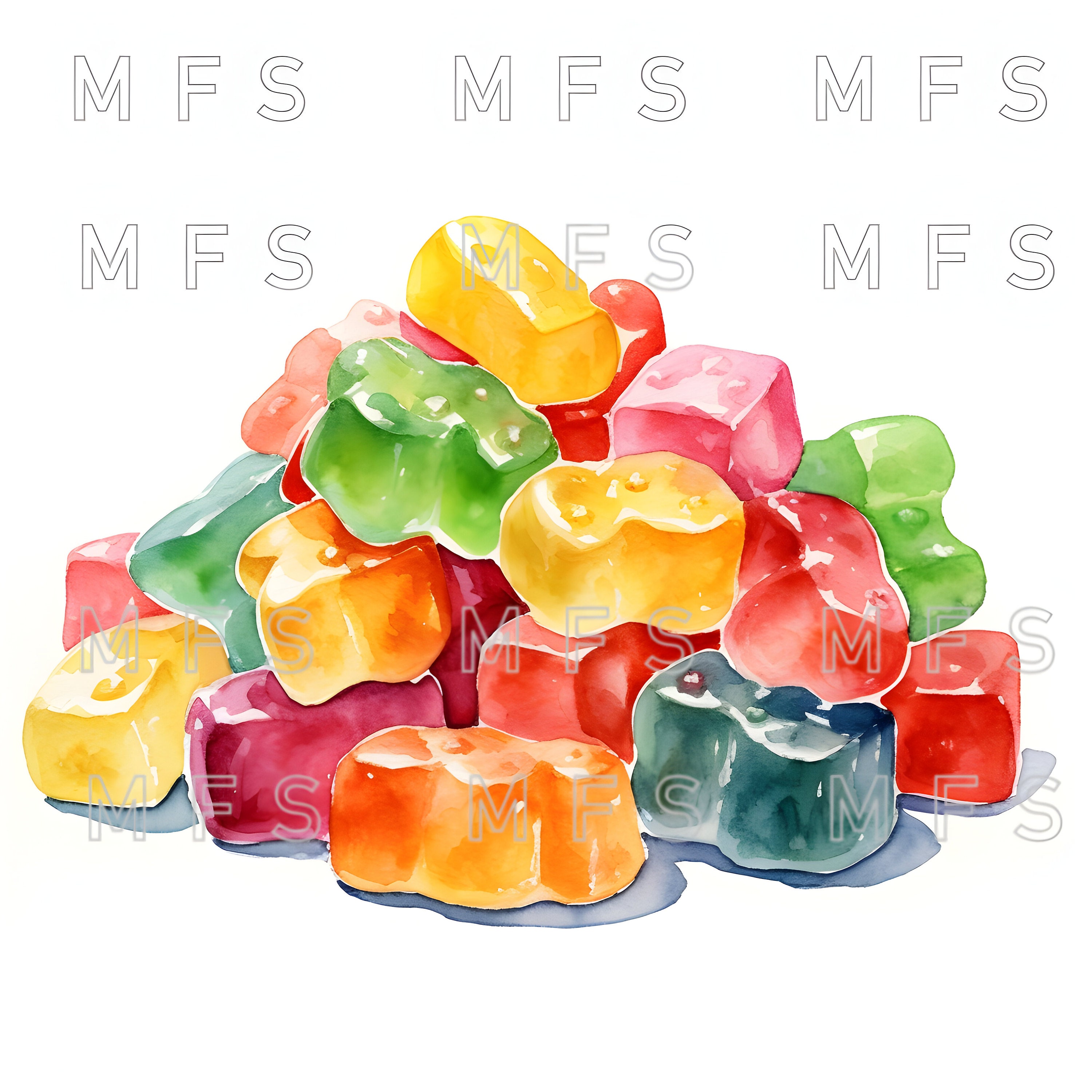 Watercolor Cute Gummy Bears Clipart, 20 High Quality Jpgs, Instant ...