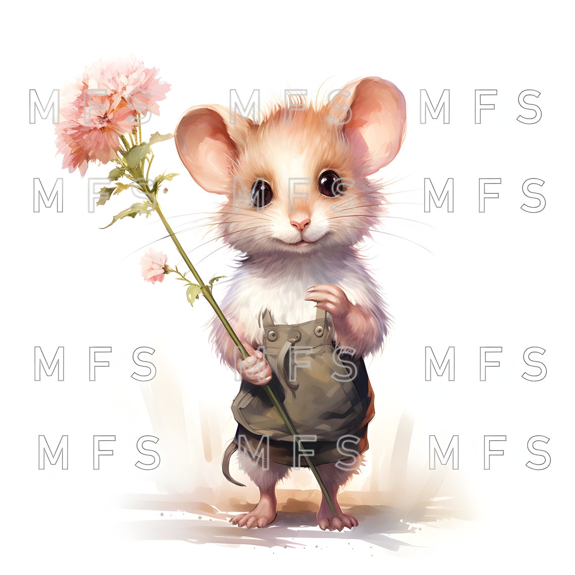 Watercolor Mouse and Flower Clipart 20 High Quality Jpgs - Etsy