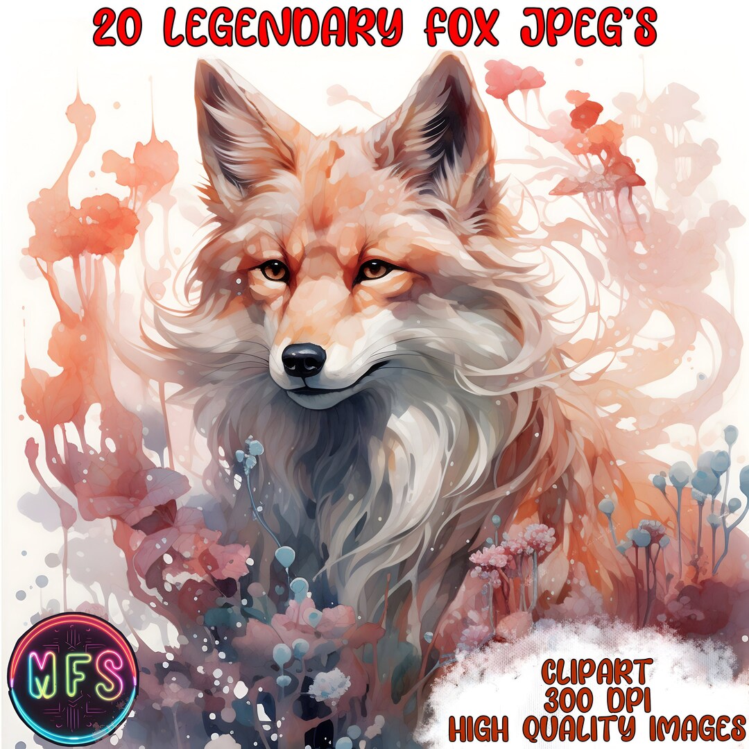 Watercolor Legendary Fox Clipart, 20 High Quality Jpgs, Instant Digital ...