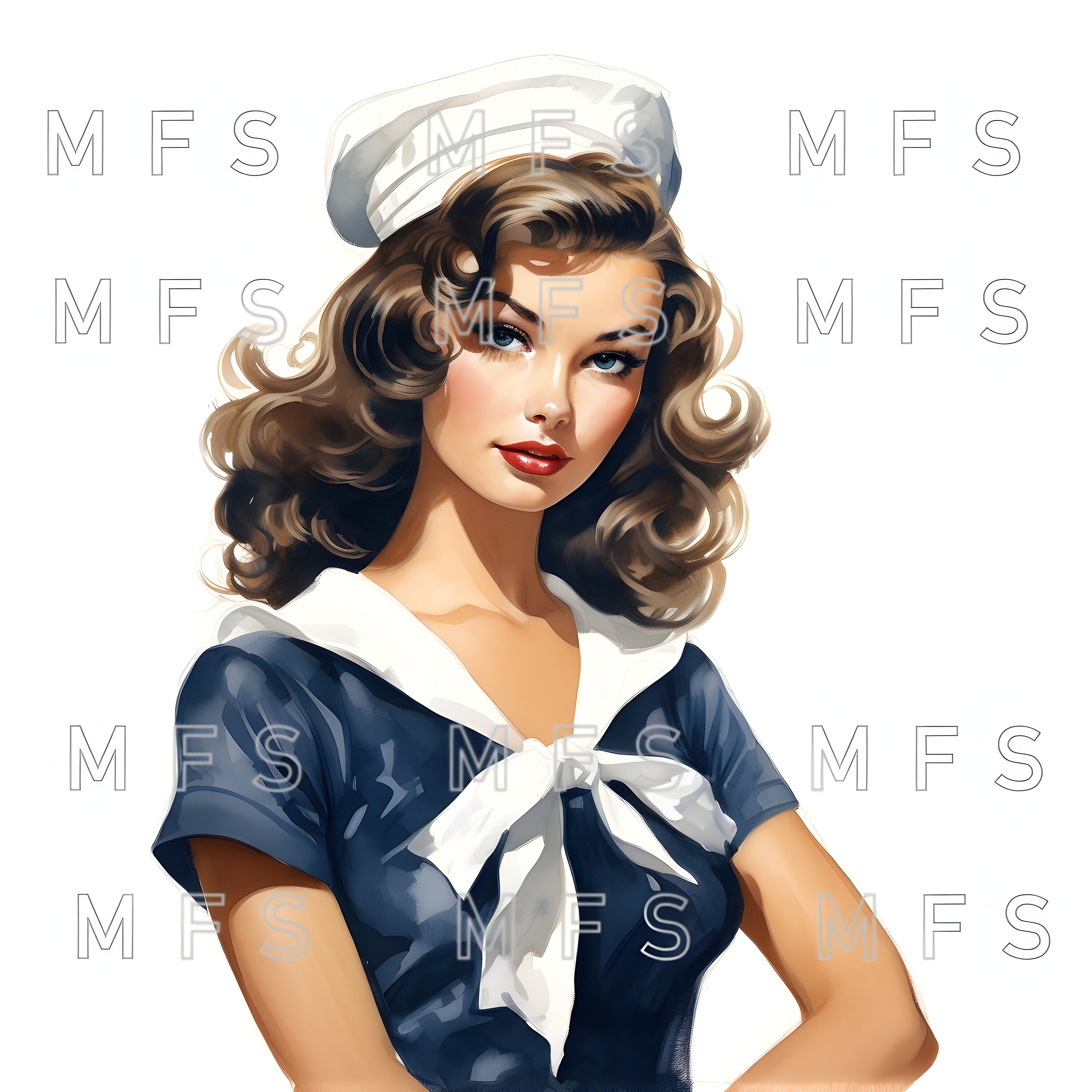 Watercolor Navy Girls Clipart , 20 High Quality Jpgs, Instant Digital ...