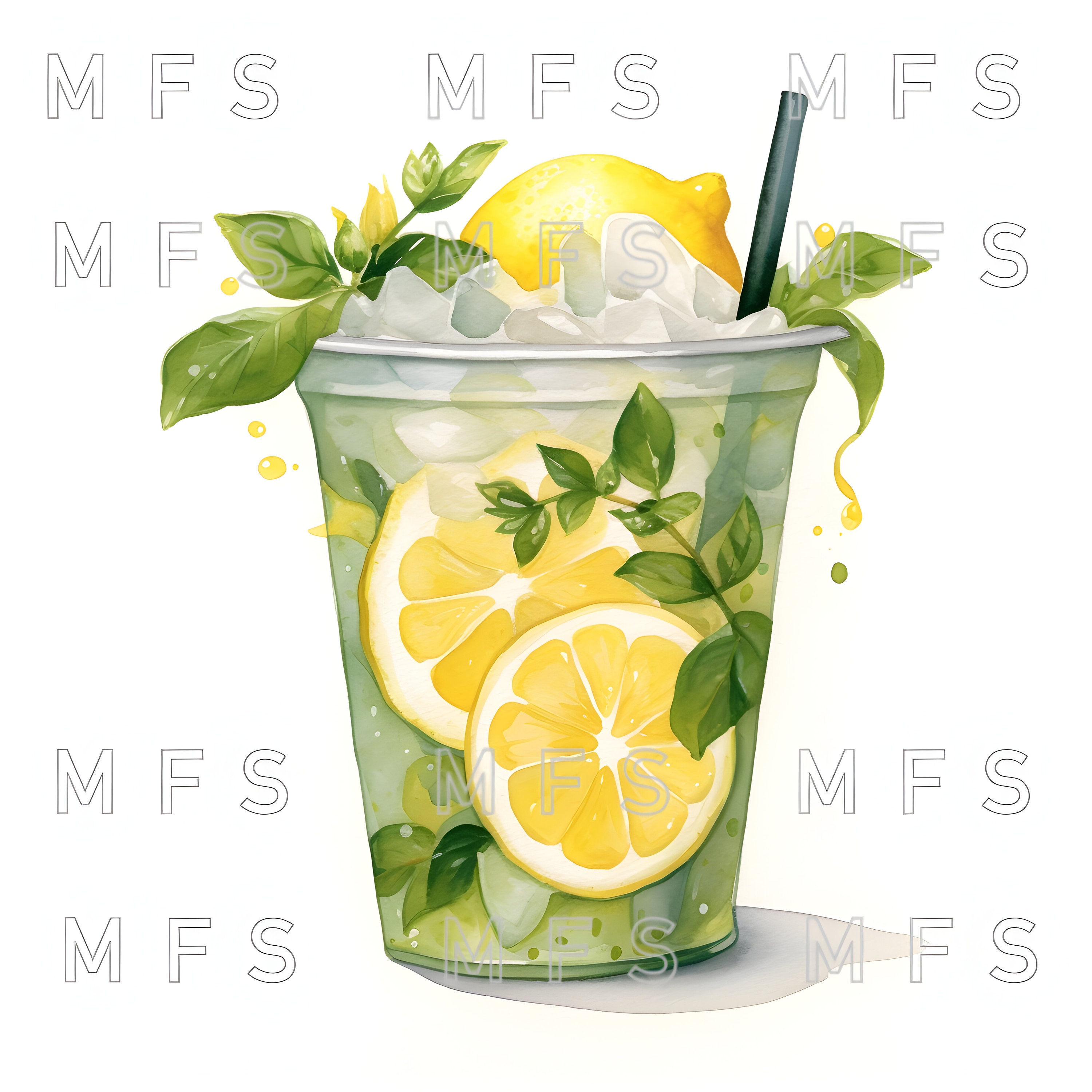 Watercolor Lemonade Cup Clipart, 20 High Quality Jpg's, Instant Digital ...