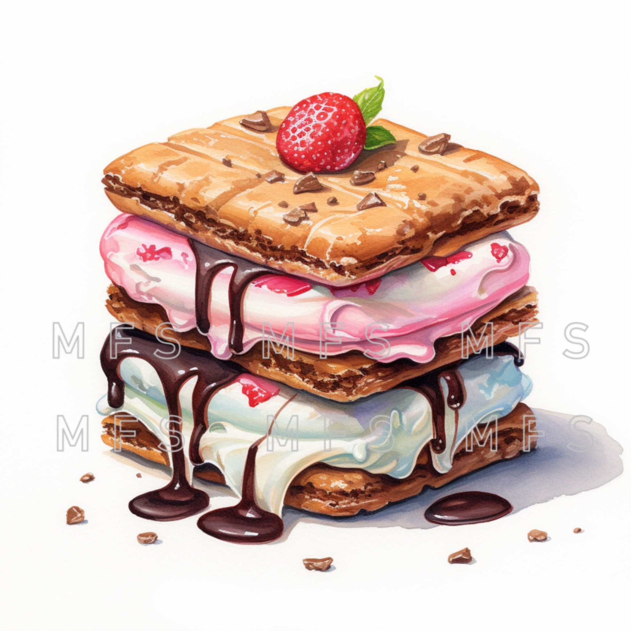 Watercolor Ice Cream Sandwich Clipart 20 High Quality Jpgs - Etsy