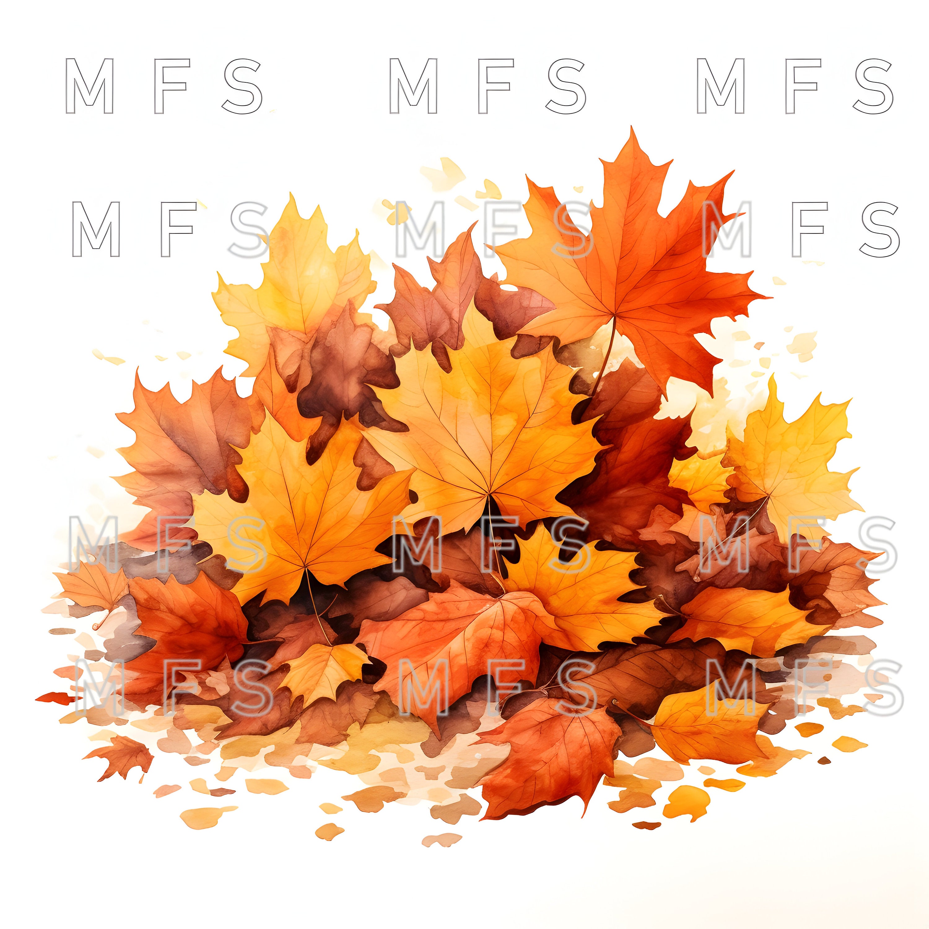 Watercolor Leaf Piles Clipart, 20 High Quality Jpgs, Instant Digital ...