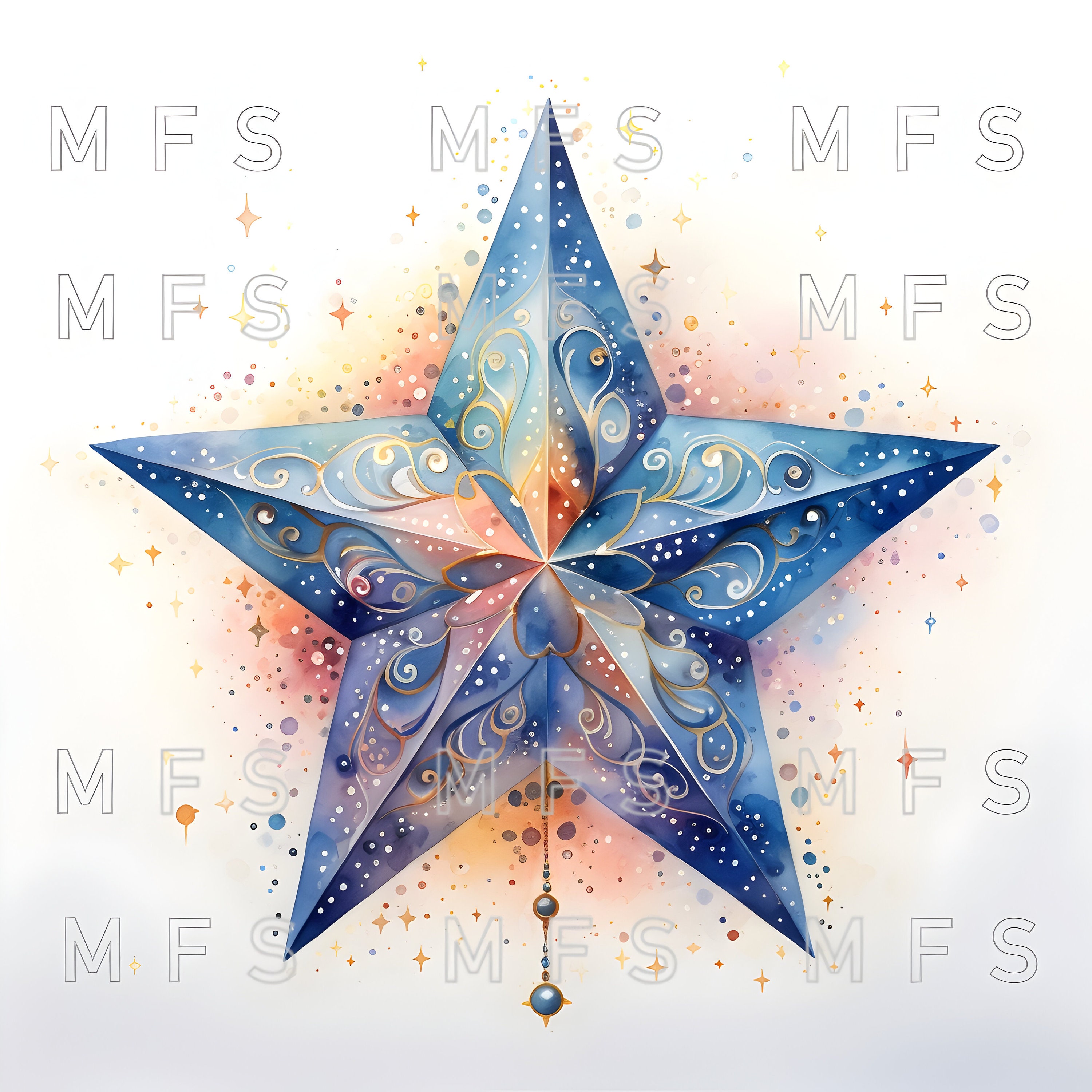 Watercolor Christmas Star Clipart, 20 High Quality Pngs, Instant ...