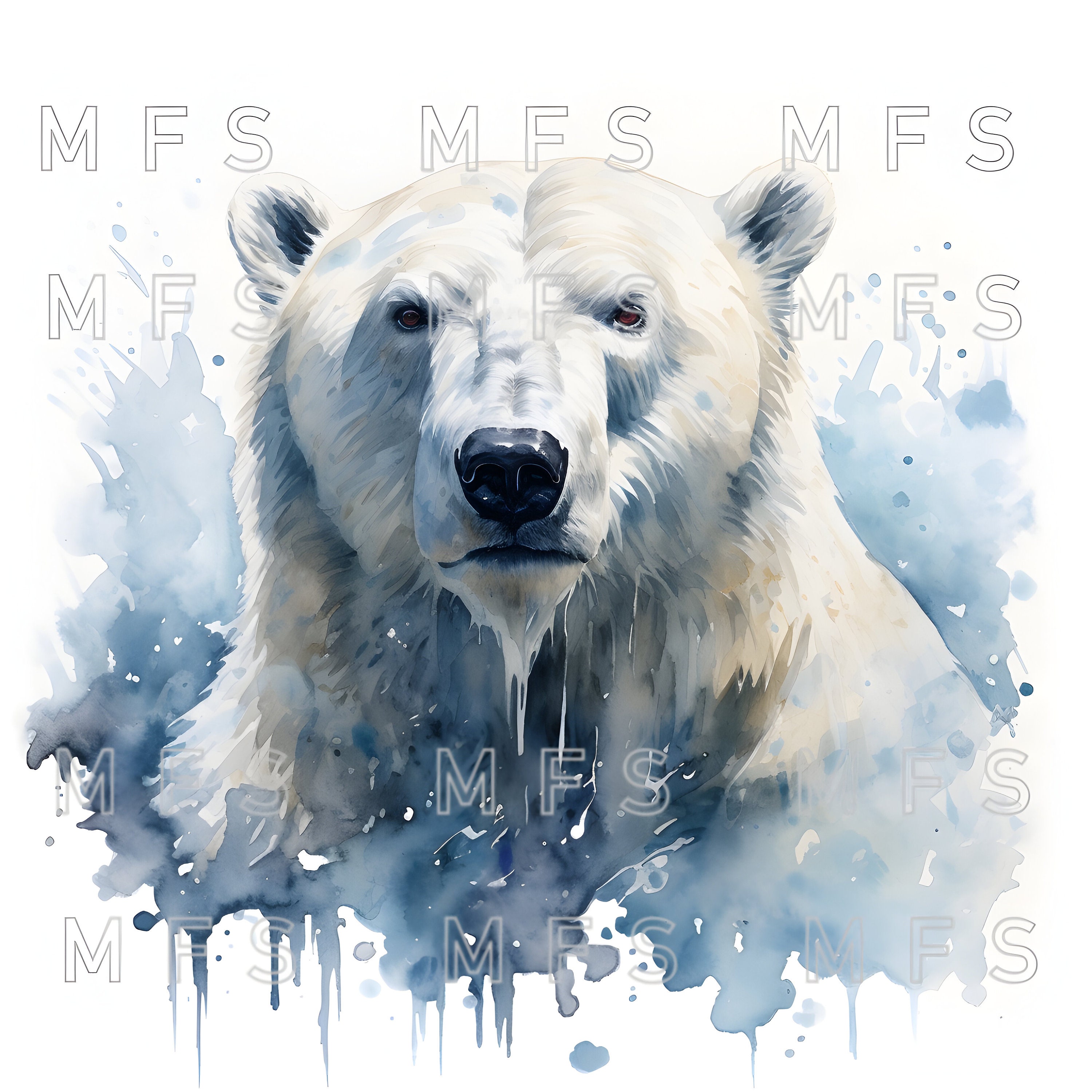 Watercolor Polar Bears Clipart, 20 High Quality Jpgs, Instant Digital ...