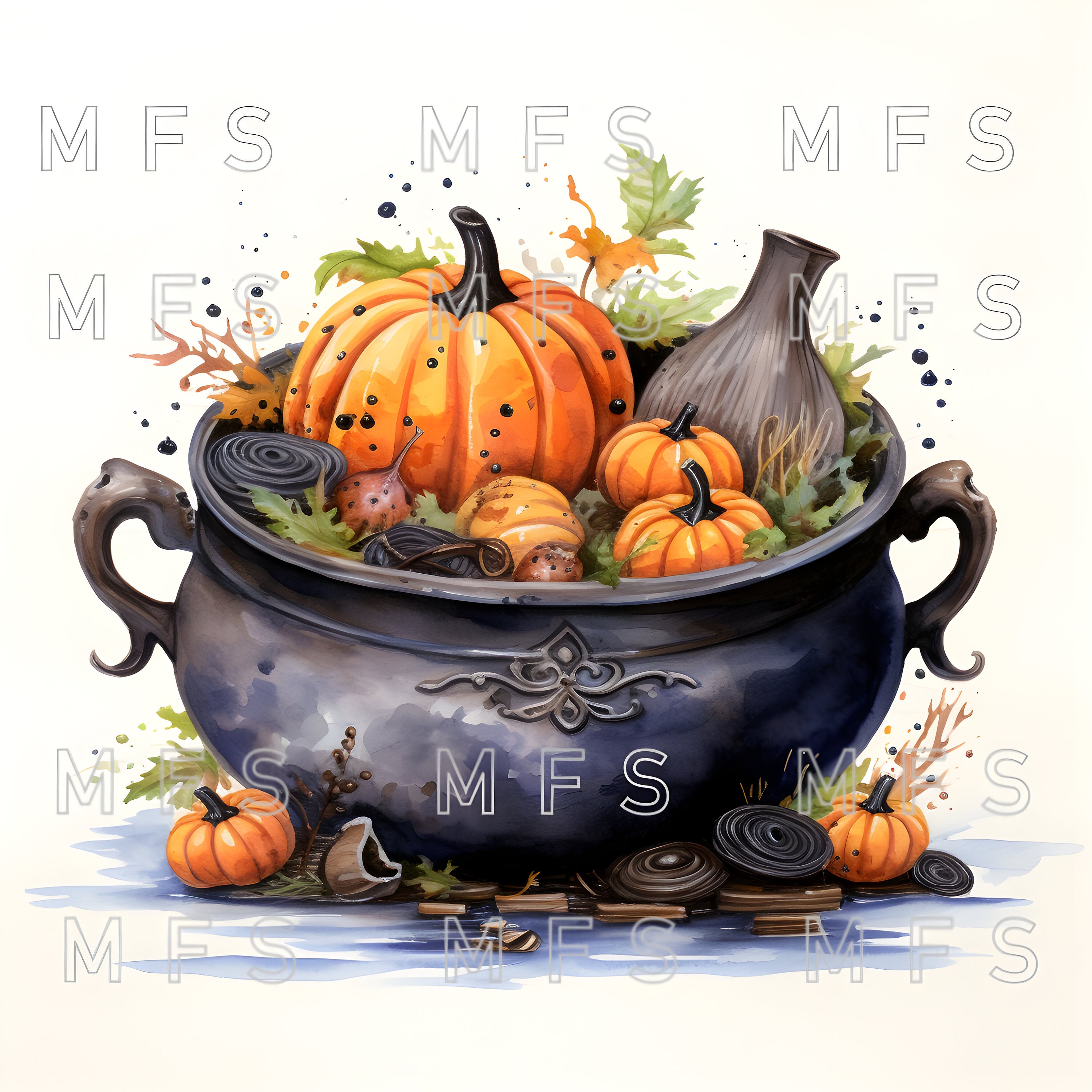 Watercolor Halloween Cauldron Clipart 20 High Quality Jpgs - Etsy