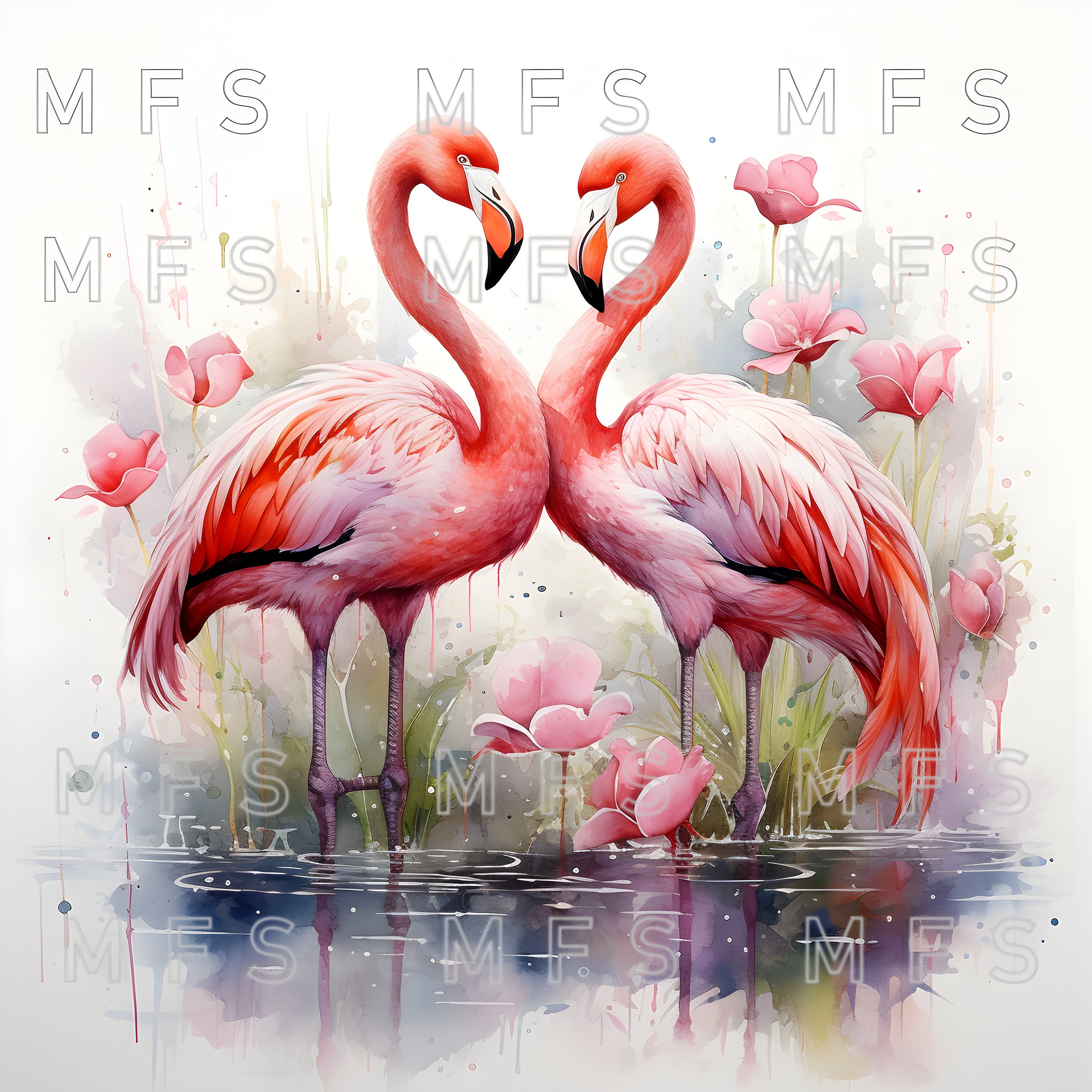 Watercolor Beautiful Flamingo Clipart, 20 High Quality Jpg's Instant ...