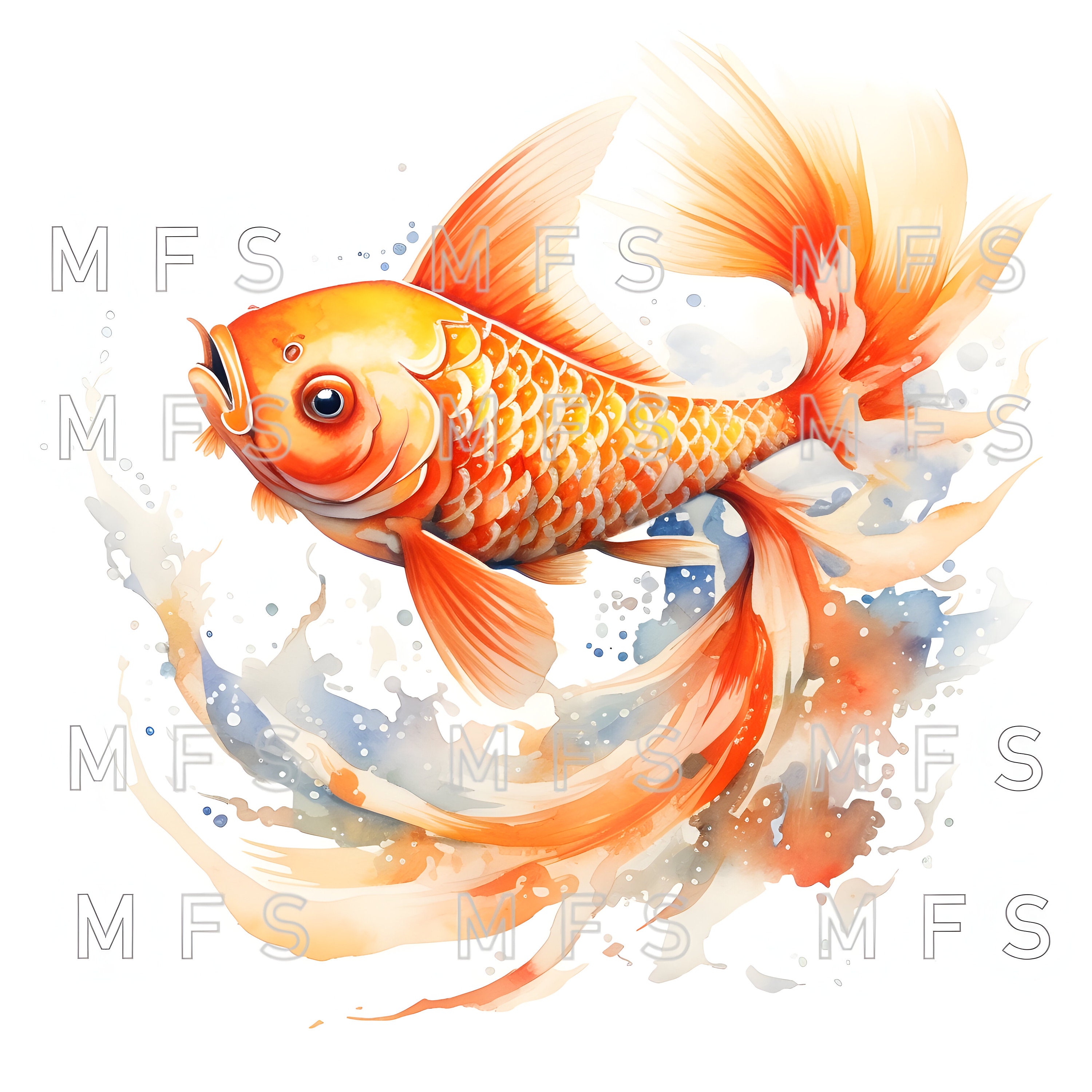 Watercolor Koi Fish Clipart, 20 High Quality Jpgs, Instant Digital ...