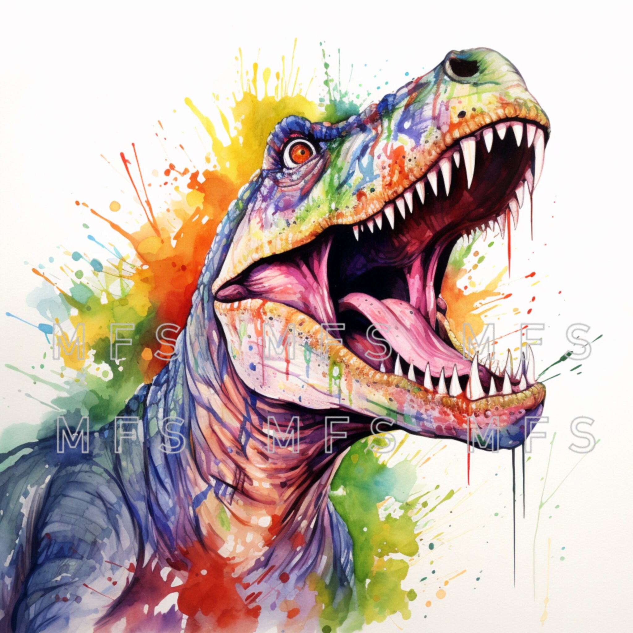 Watercolor T-rex Dinosaur Clipart, 20 High Quality Png's, Instant ...