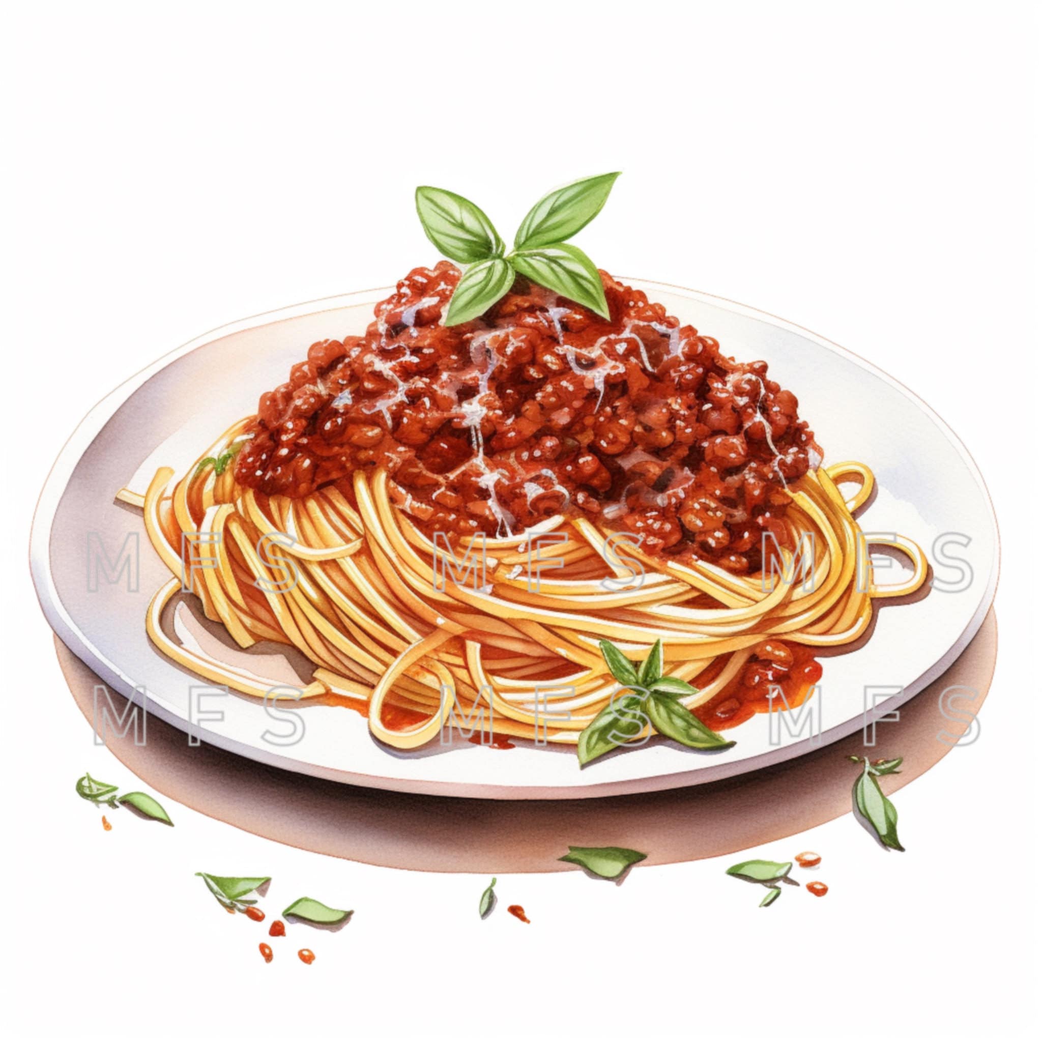 Watercolor Spaghetti Bolognese Clipart, 20 High Quality Jpgs, Instant ...