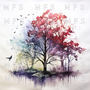 Watercolor Gothic Tree Clipart, 20 High Quality Jpgs, Instant Digital ...