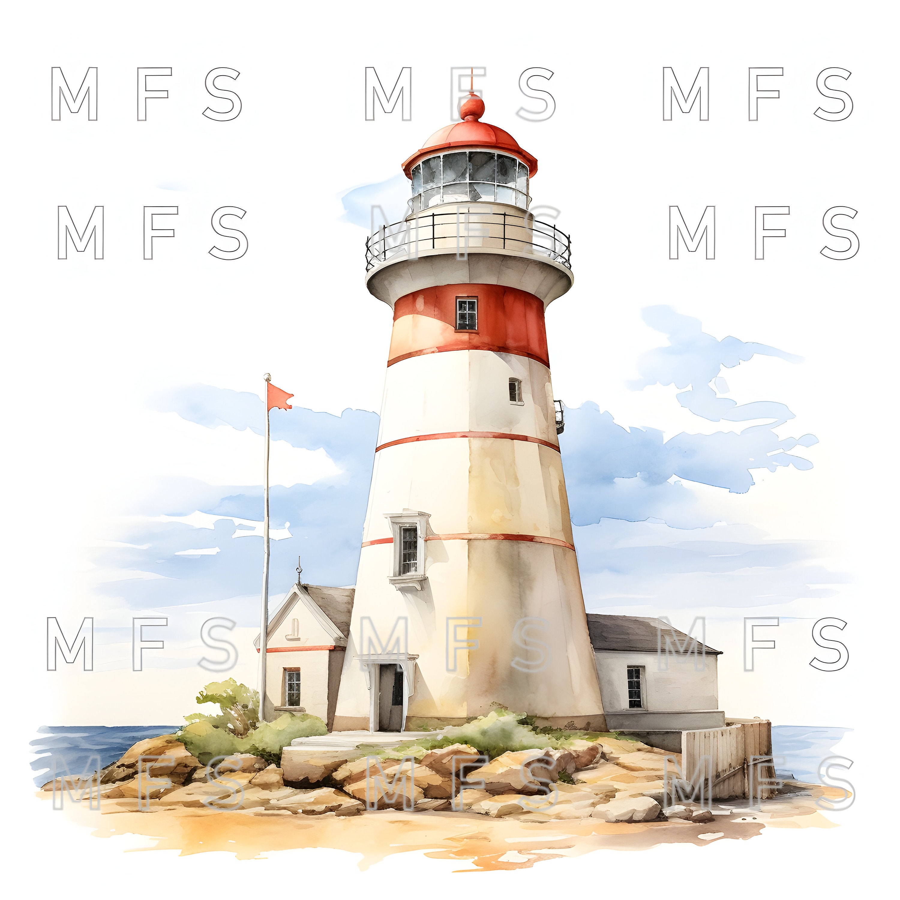 Watercolor Lighthouse Clipart, 20 High Quality Jpg's, Instant Digital ...