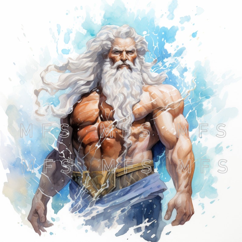 Watercolor God Zeus Clipart, 20 High Quality Jpgs, Instant Digital ...