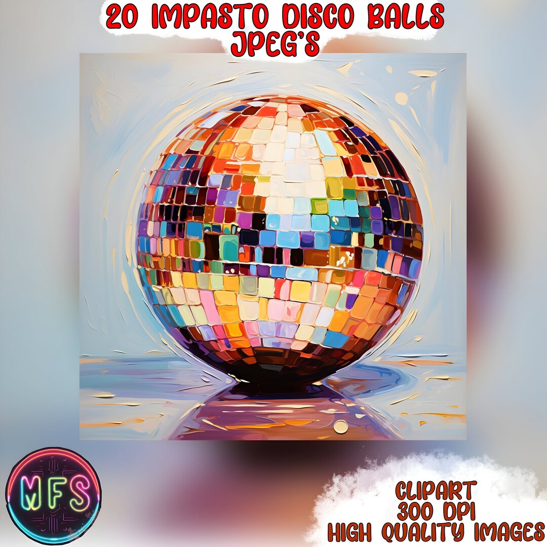 Disco Ball Watercolor Clipart, 20 High Quality Jpgs, Instant Digital ...