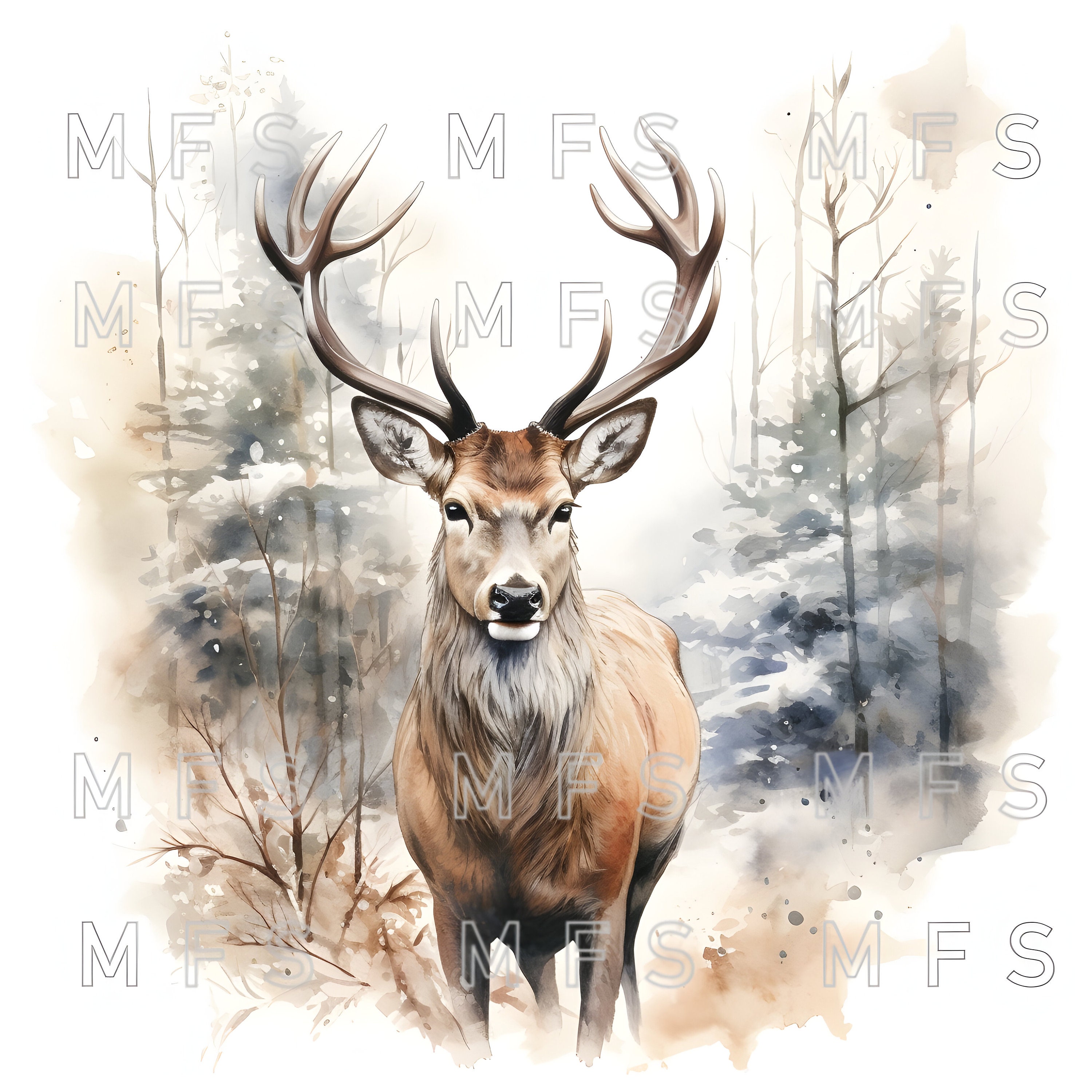 Watercolor Deer in the Forest Clipart, 20 High Quality Jpgs, Instant ...