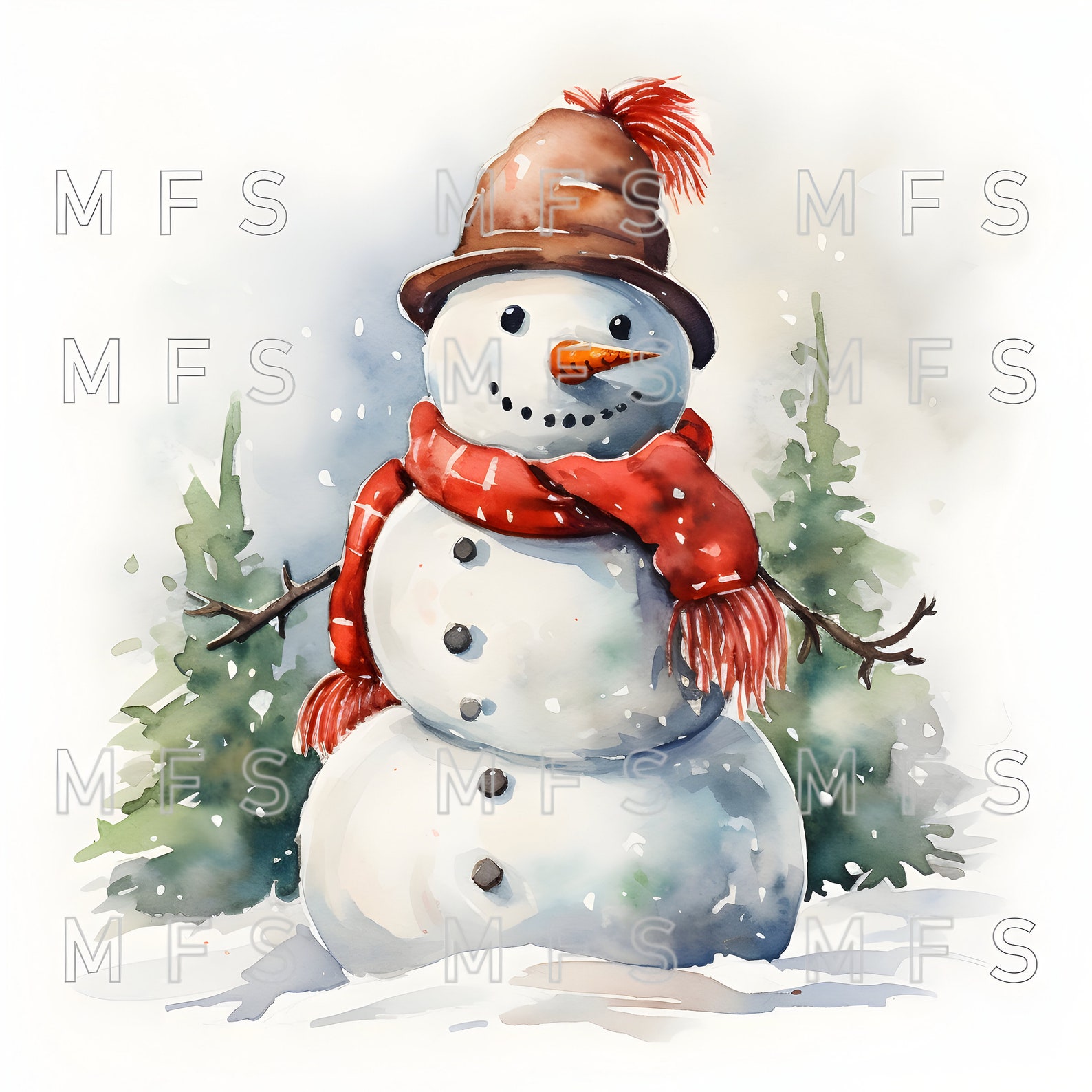 Watercolor Christmas Snowman Clipart, 20 High Quality Jpgs, Instant ...
