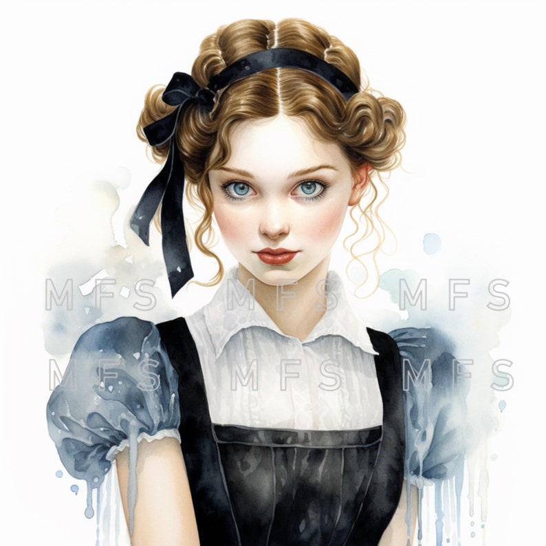 Watercolor French Maid Clipart, 20 High Quality Jpgs, Instant Digital ...
