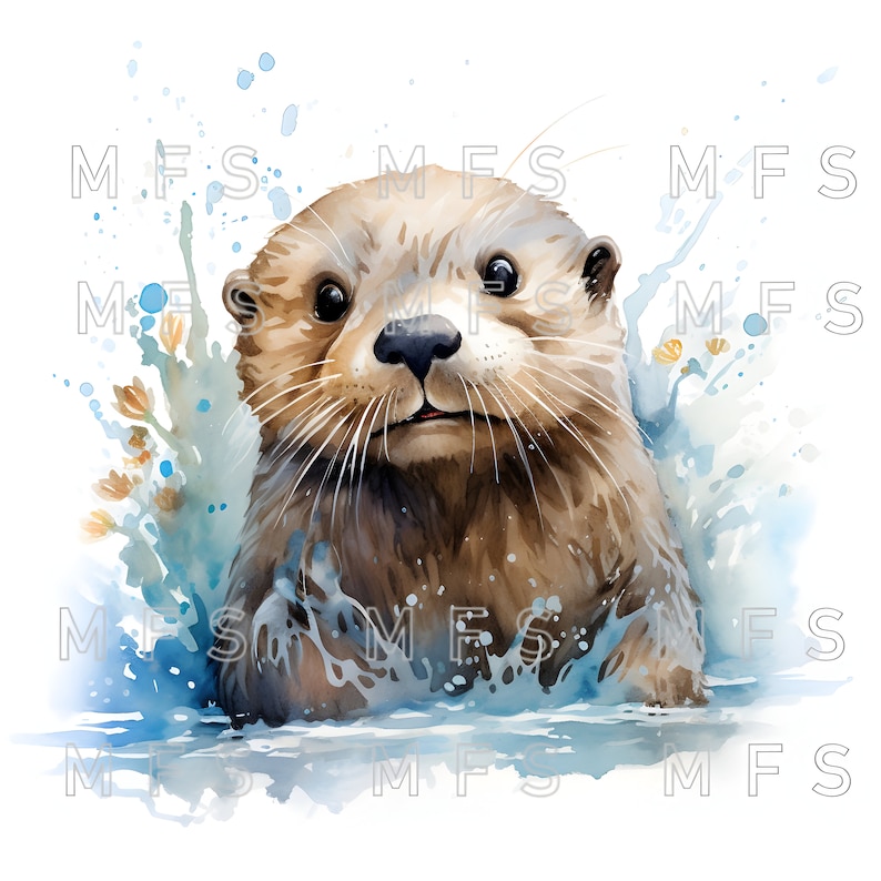 Watercolor Cute Otter Clipart, 20 High Quality Jpgs, Instant Digital ...