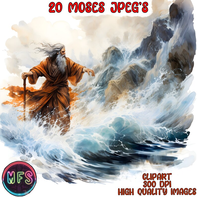 Watercolor Moses Clipart, 20 High Quality Jpgs, Instant Digital ...
