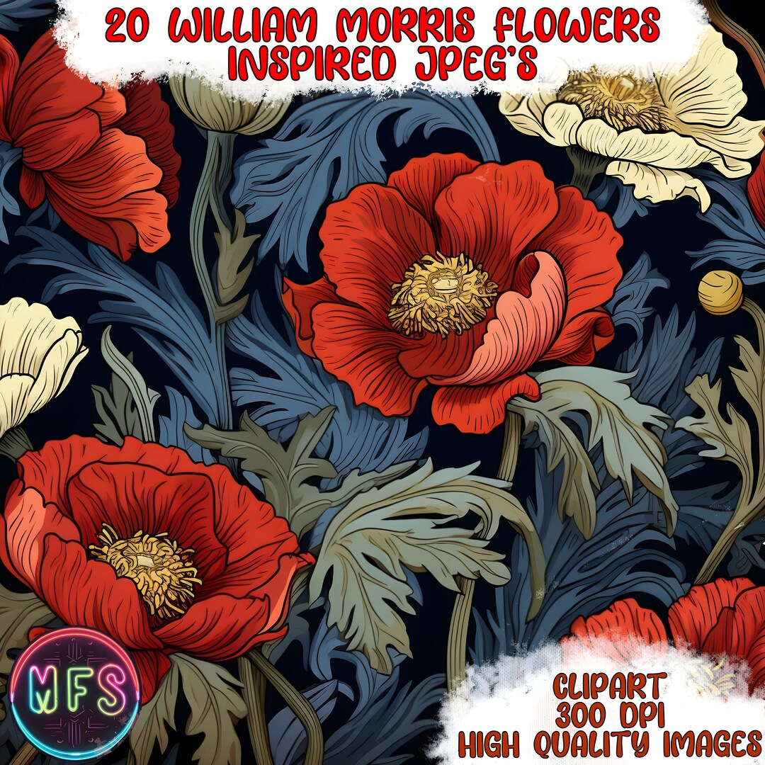 William Morris Inspired Flowers Seamless Pattern 20 High Quality Jpgs ...
