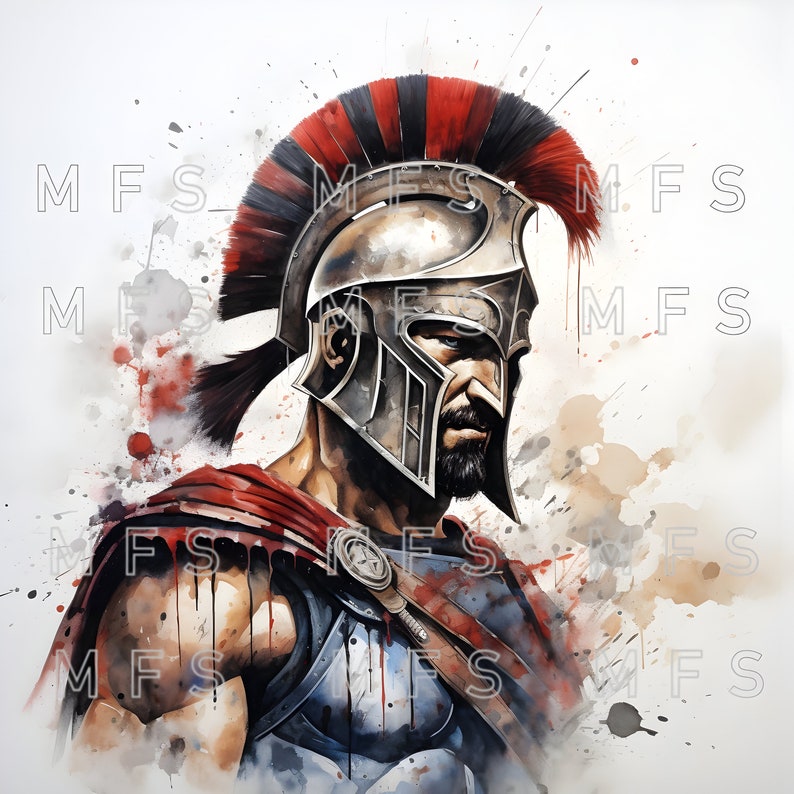 Watercolor Spartan Soldier Clipart, 20 High Quality Jpgs, Instant ...