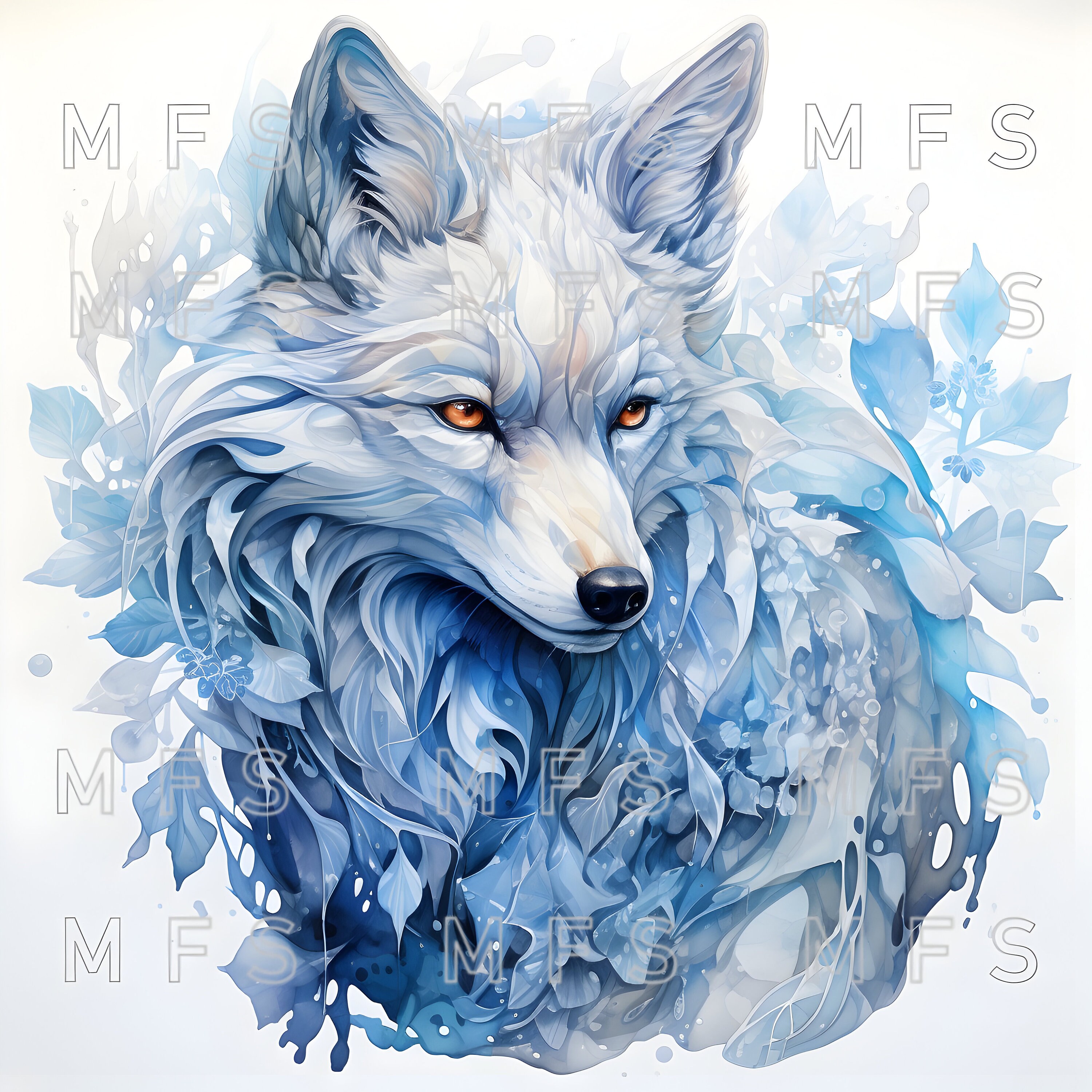 Watercolor Legendary Ice Fox Clipart 20 High Quality Jpgs - Etsy