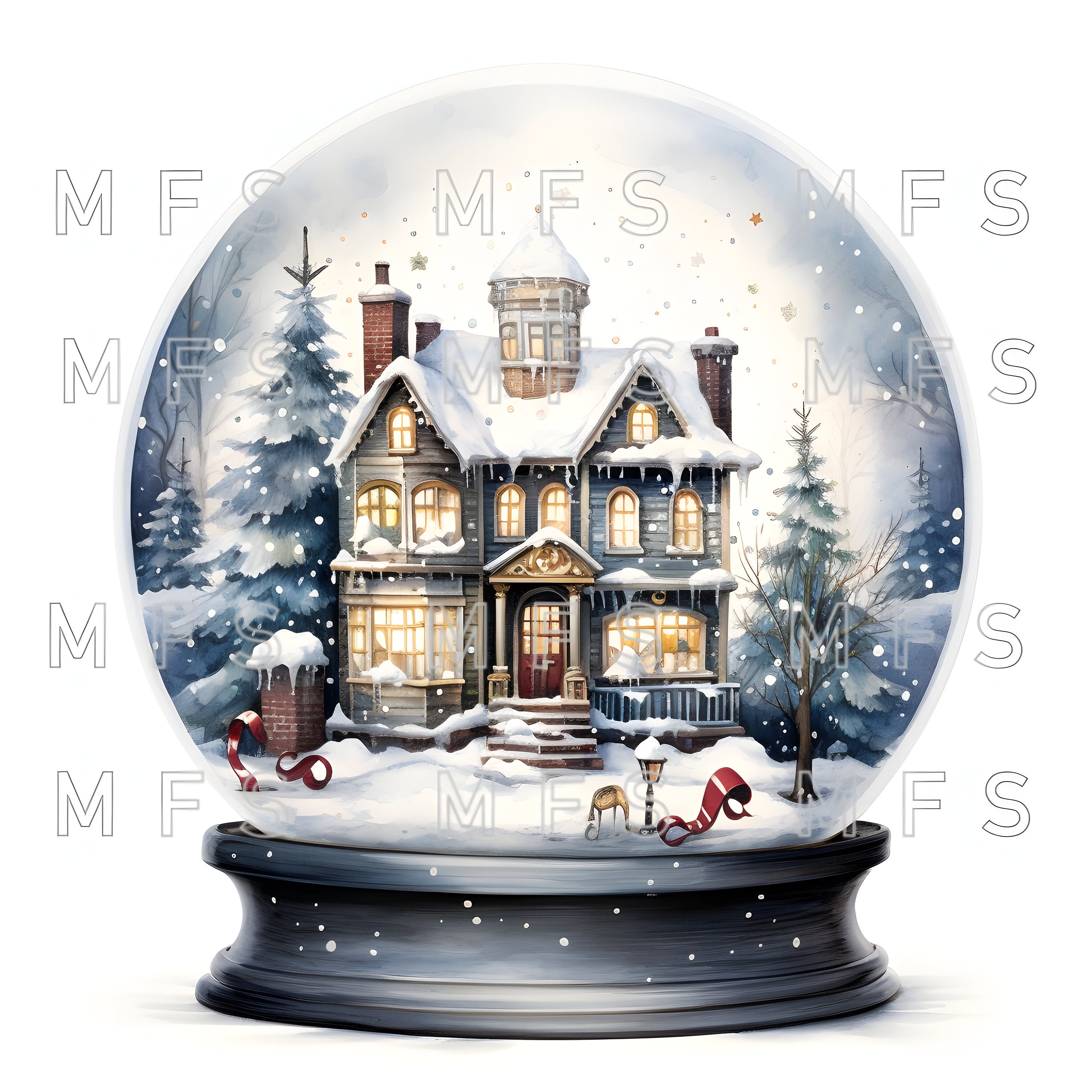 Watercolor Christmas Snow Globe Clipart 20 High Quality PNG - Etsy
