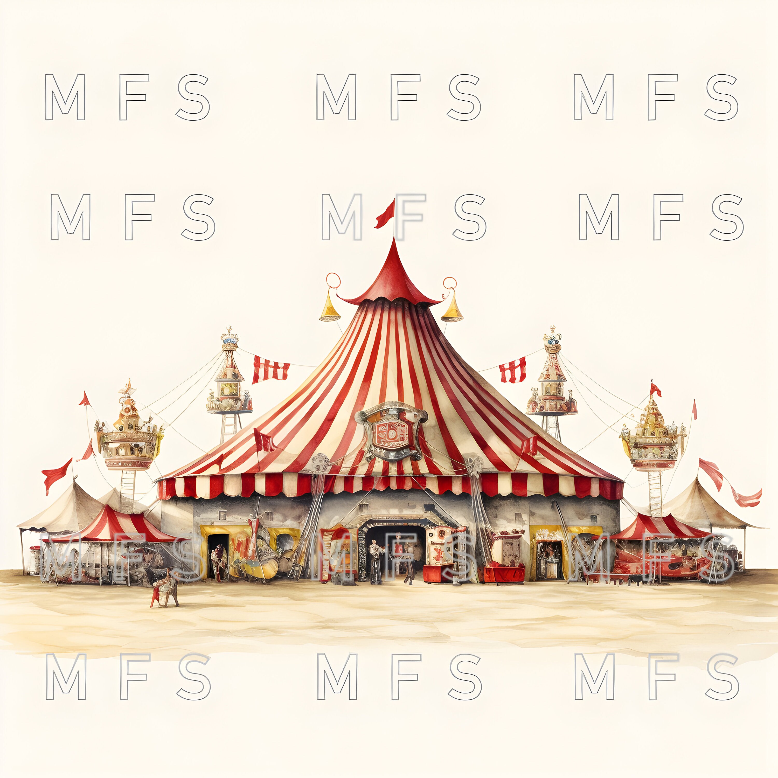 Watercolor Vintage Circus Clipart, 20 High Quality Jpgs, Instant ...