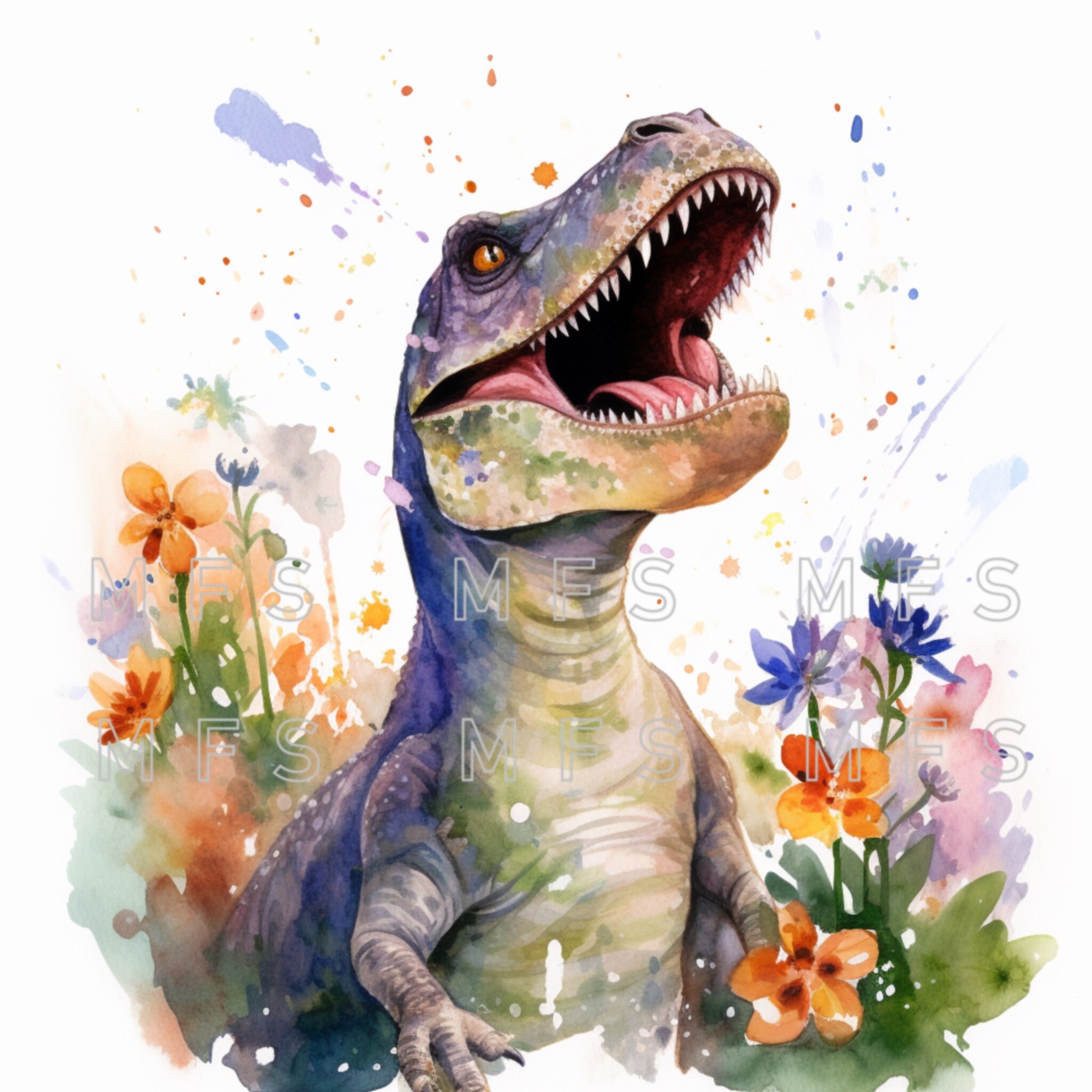 Watercolor T-rex Dinosaur Clipart, 20 High Quality Jpgs, Instant ...