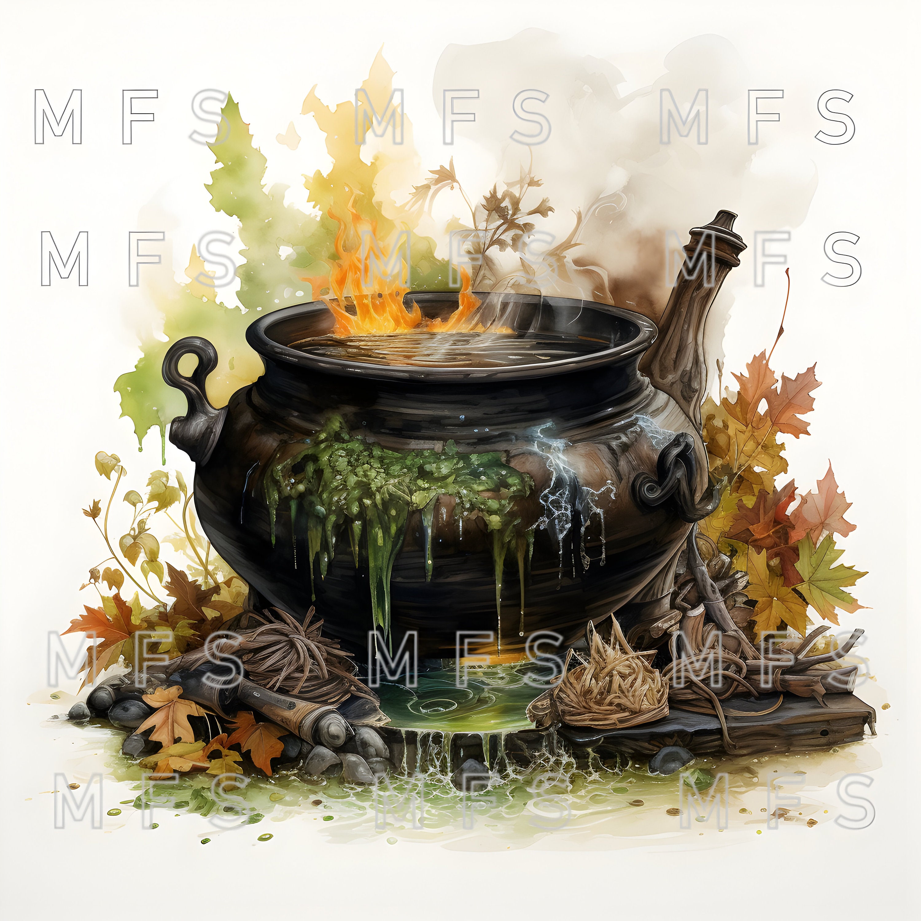 Watercolor Halloween Cauldron Clipart 20 High Quality Jpgs - Etsy
