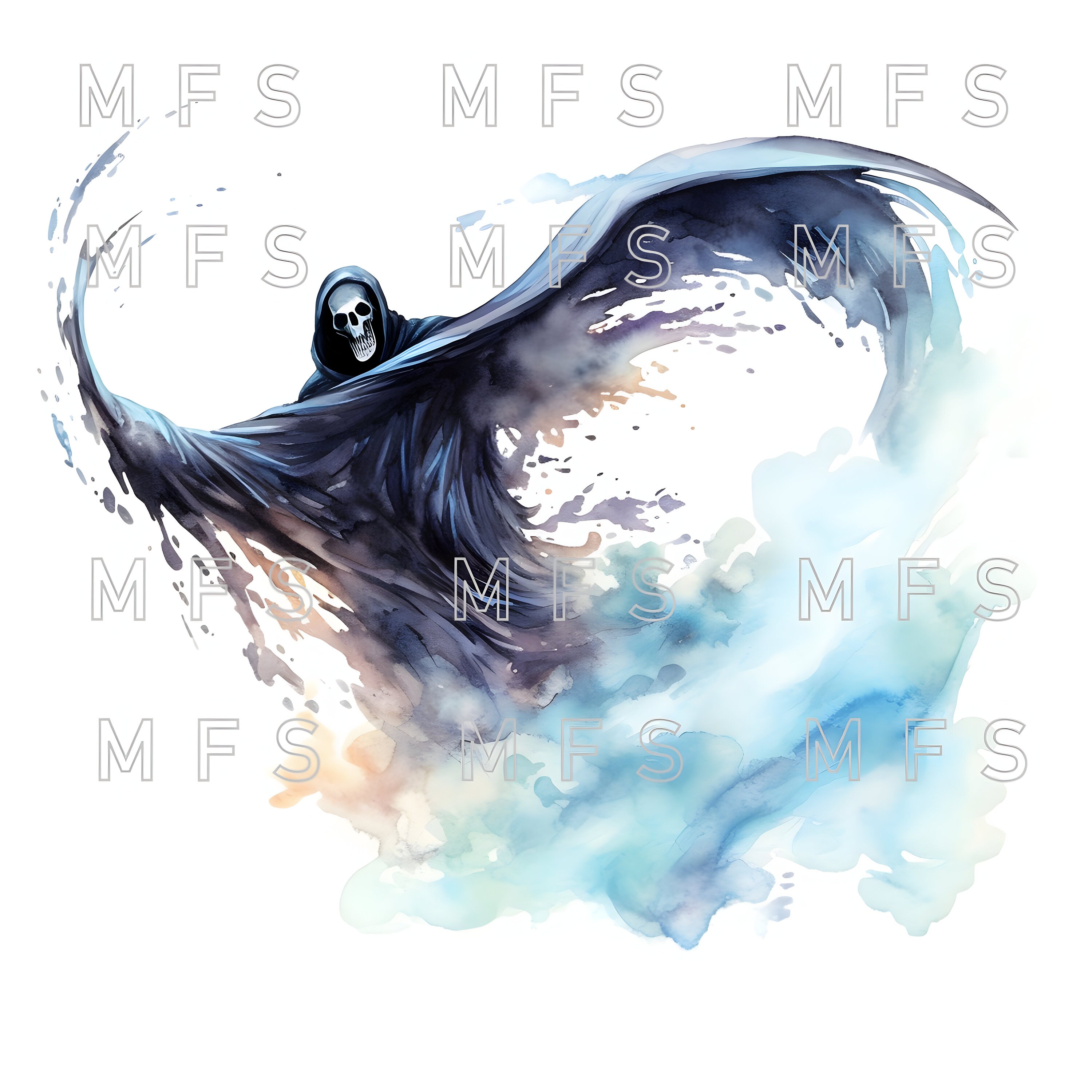 Watercolor Flying Death Clipart, 20 High Quality Jpgs, Instant Digital ...