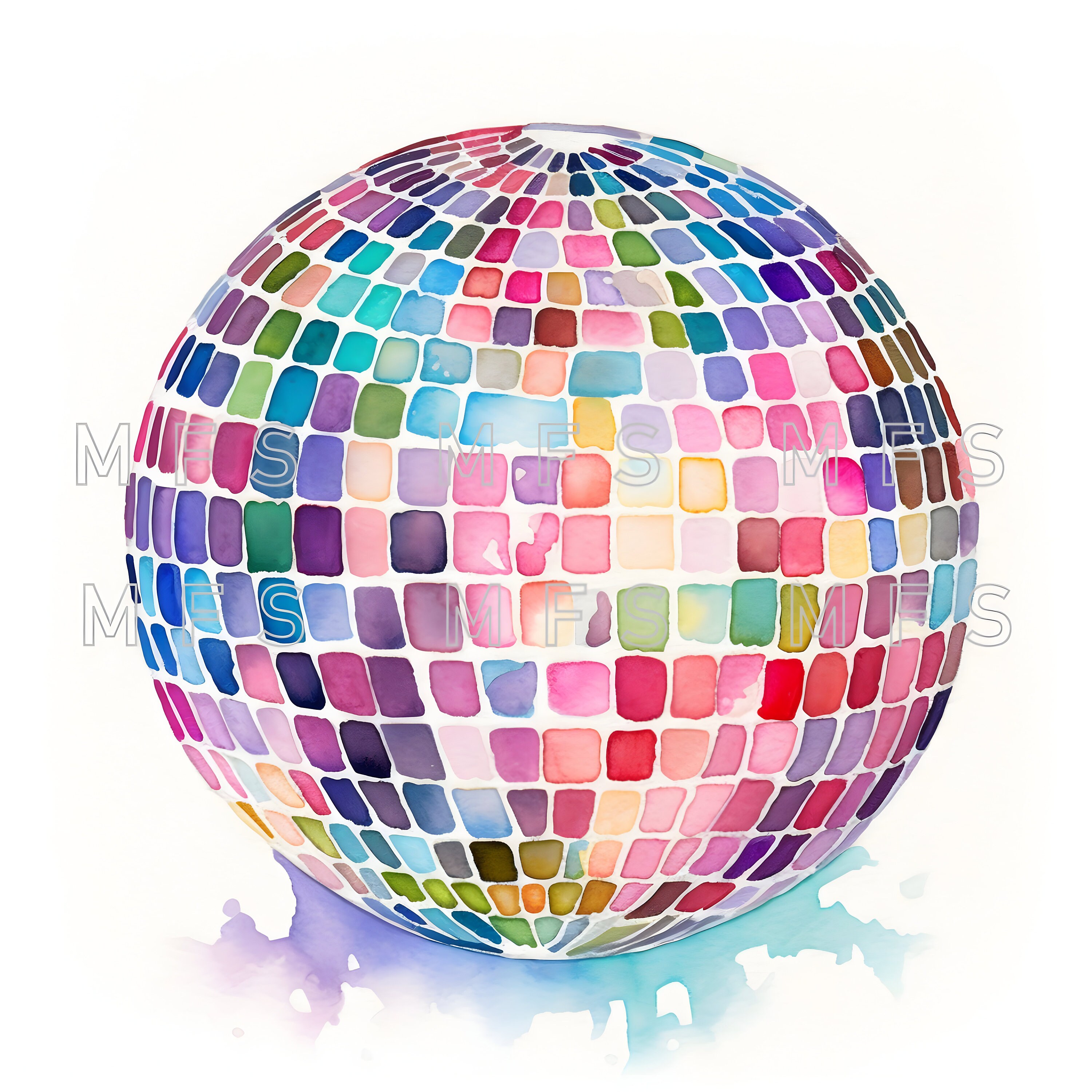 Disco Ball Watercolor Clipart, 20 High Quality Pngs, Instant Digital ...