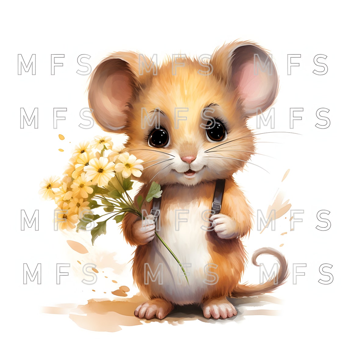 Watercolor Mouse and Flower Clipart 20 High Quality Jpgs - Etsy