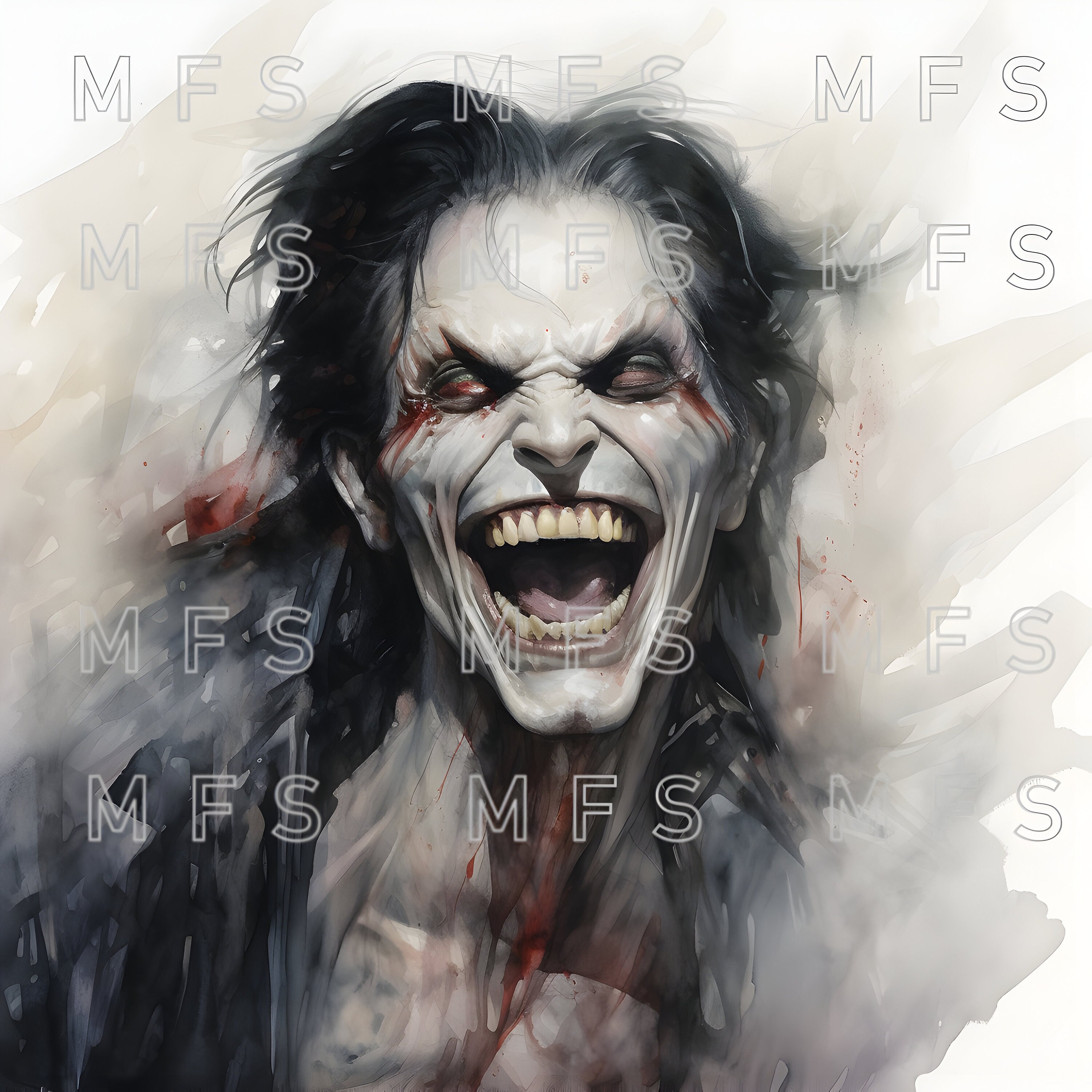 Watercolor Scary Vampire Clipart, 20 High Quality Jpgs, Instant Digital ...