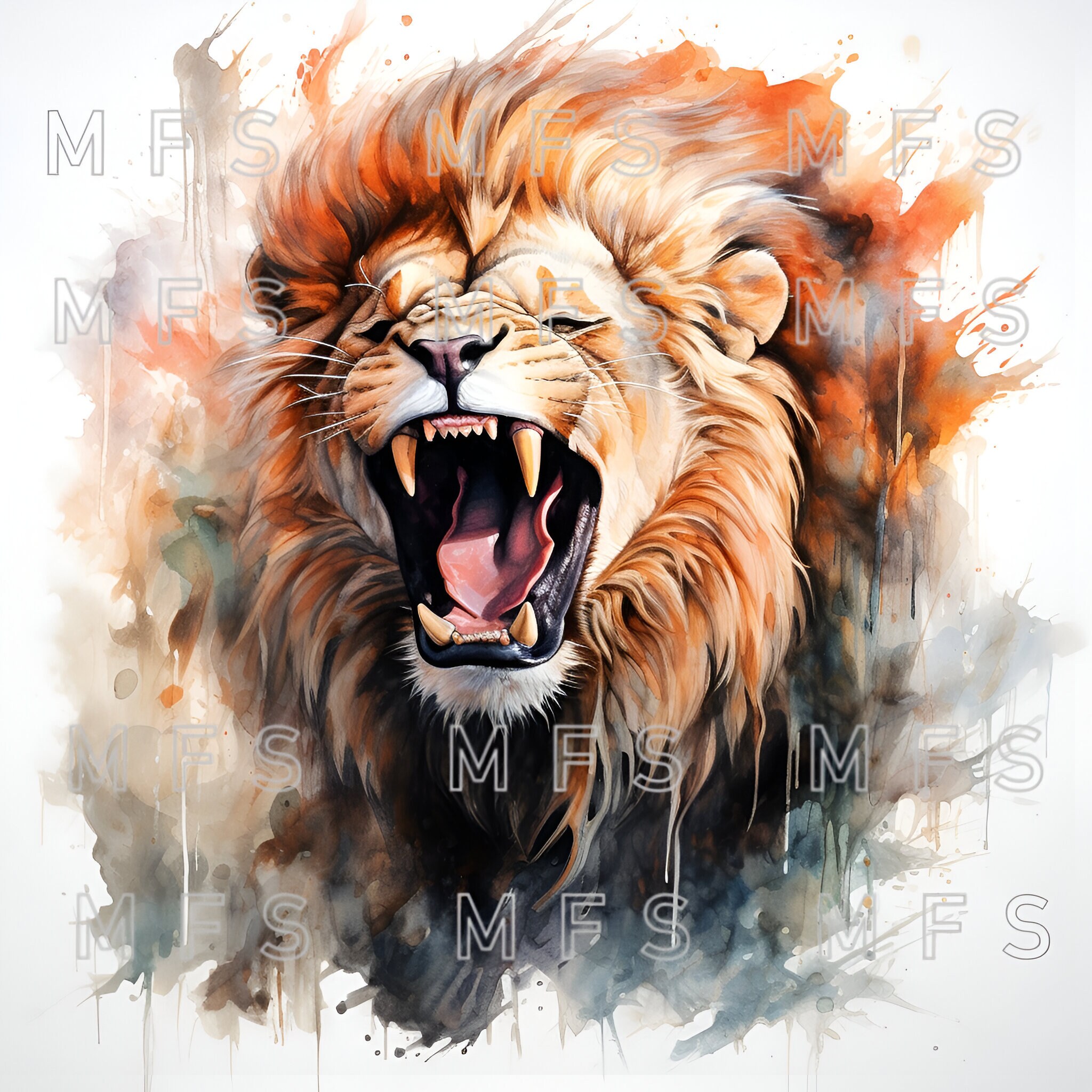 Watercolor Ferocious Lion Clipart 20 High Quality Jpgs - Etsy