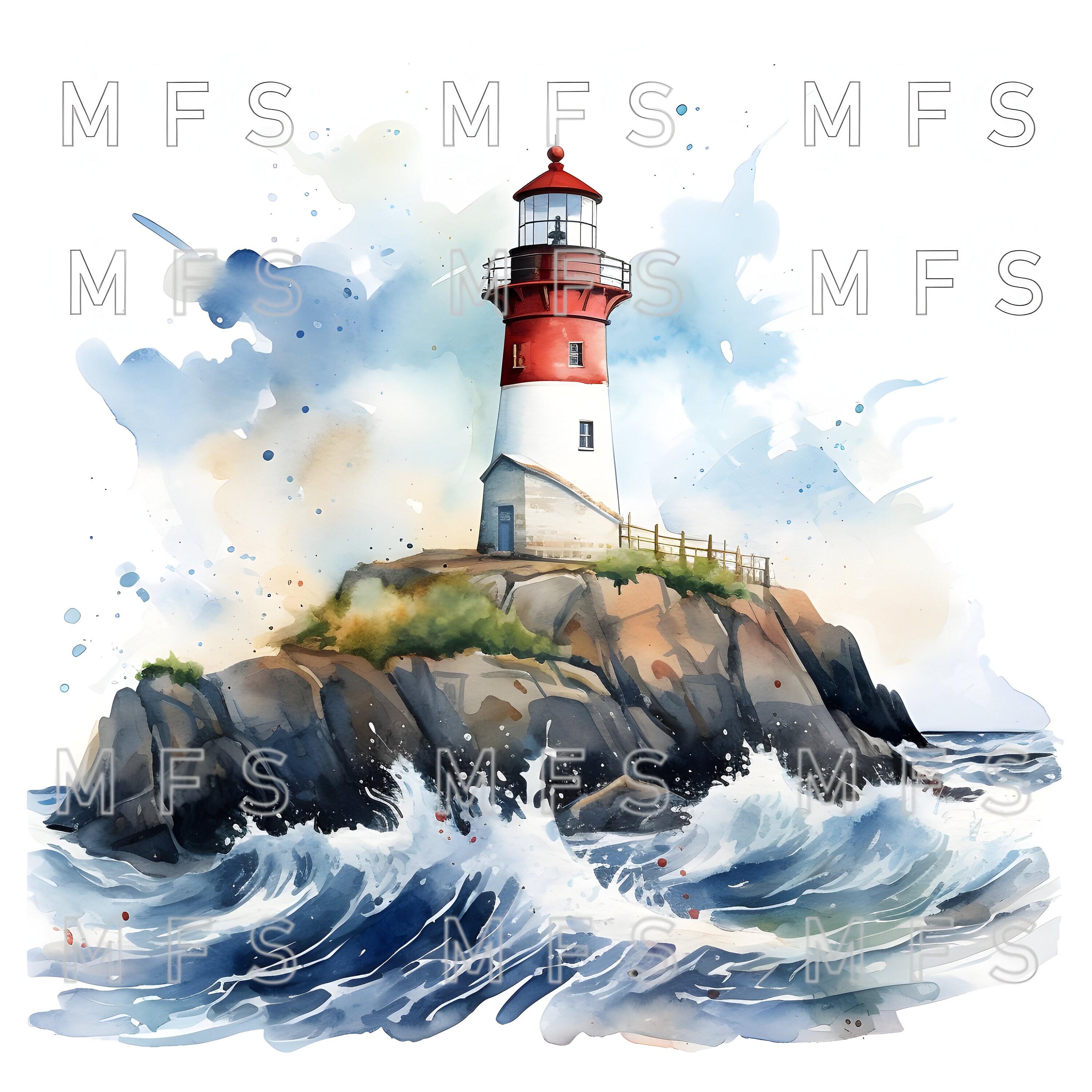 Watercolor Lighthouse Clipart, 20 High Quality Jpg's, Instant Digital ...