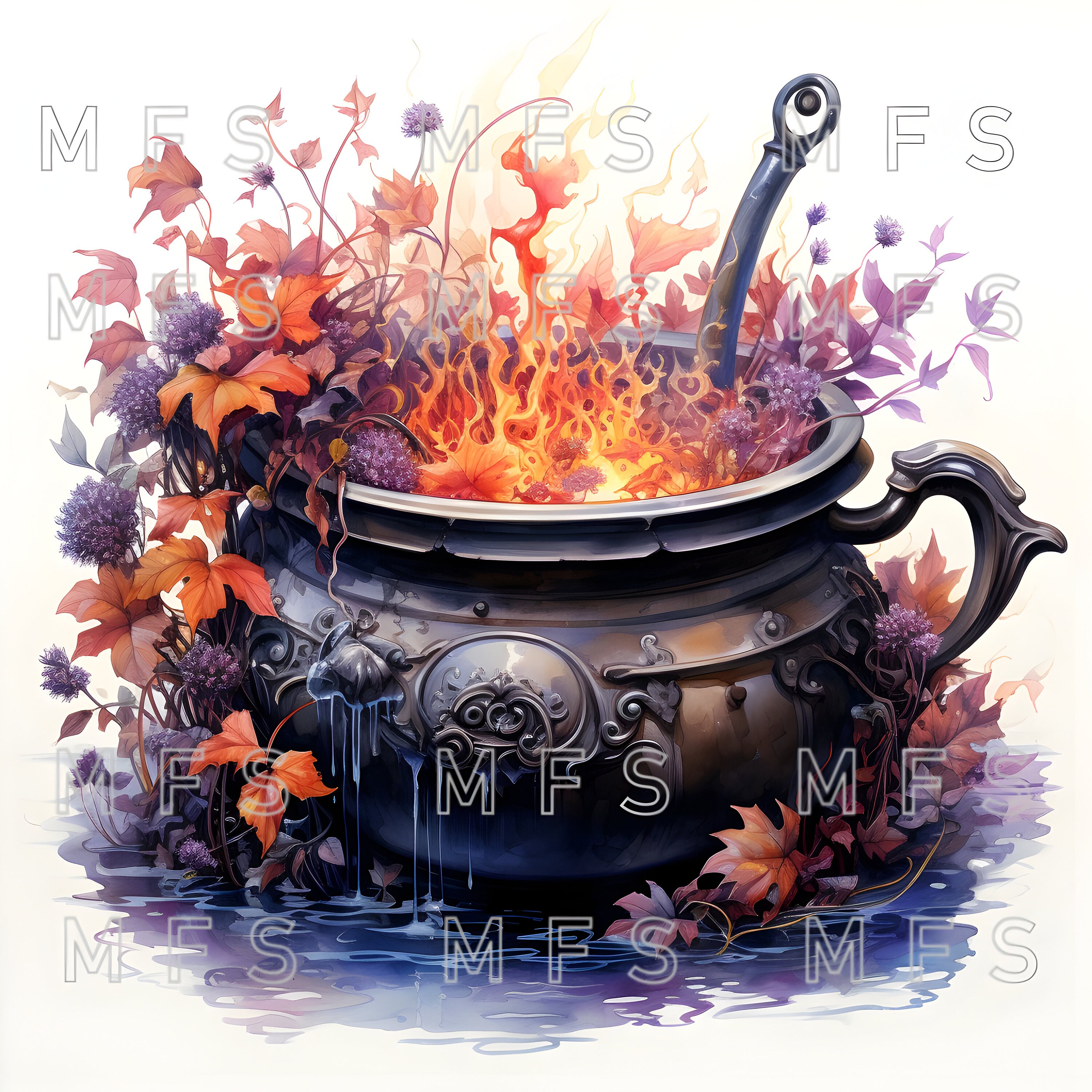 Watercolor Halloween Cauldron Clipart 20 High Quality Jpgs - Etsy