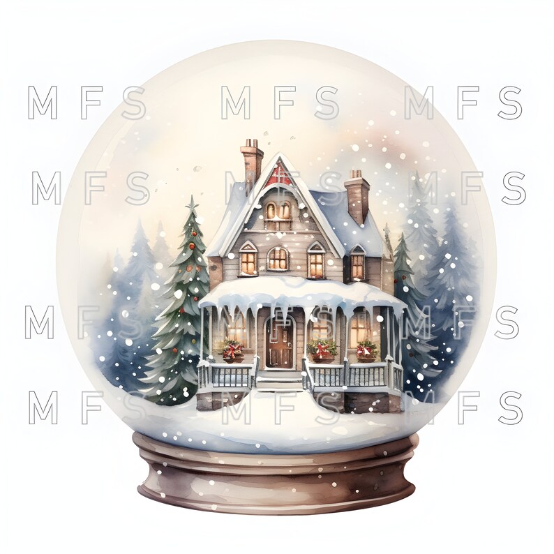 Watercolor Christmas Snow Globe Clipart 20 High Quality PNG - Etsy