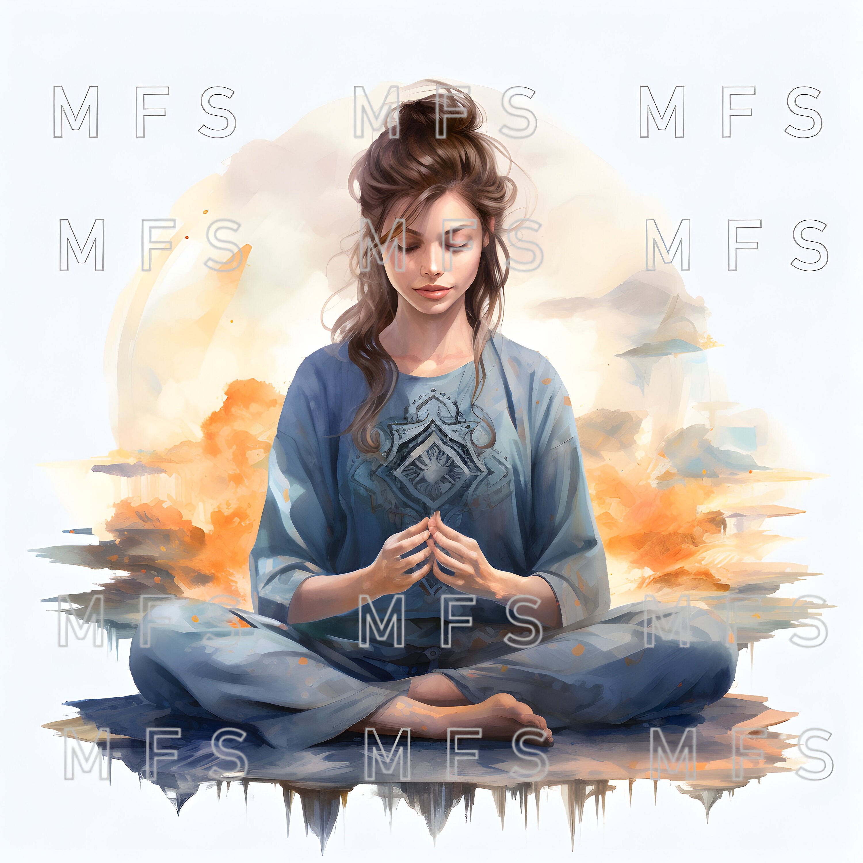 Watercolor Girl Meditating Clipart 20 High Quality Jpgs - Etsy Australia