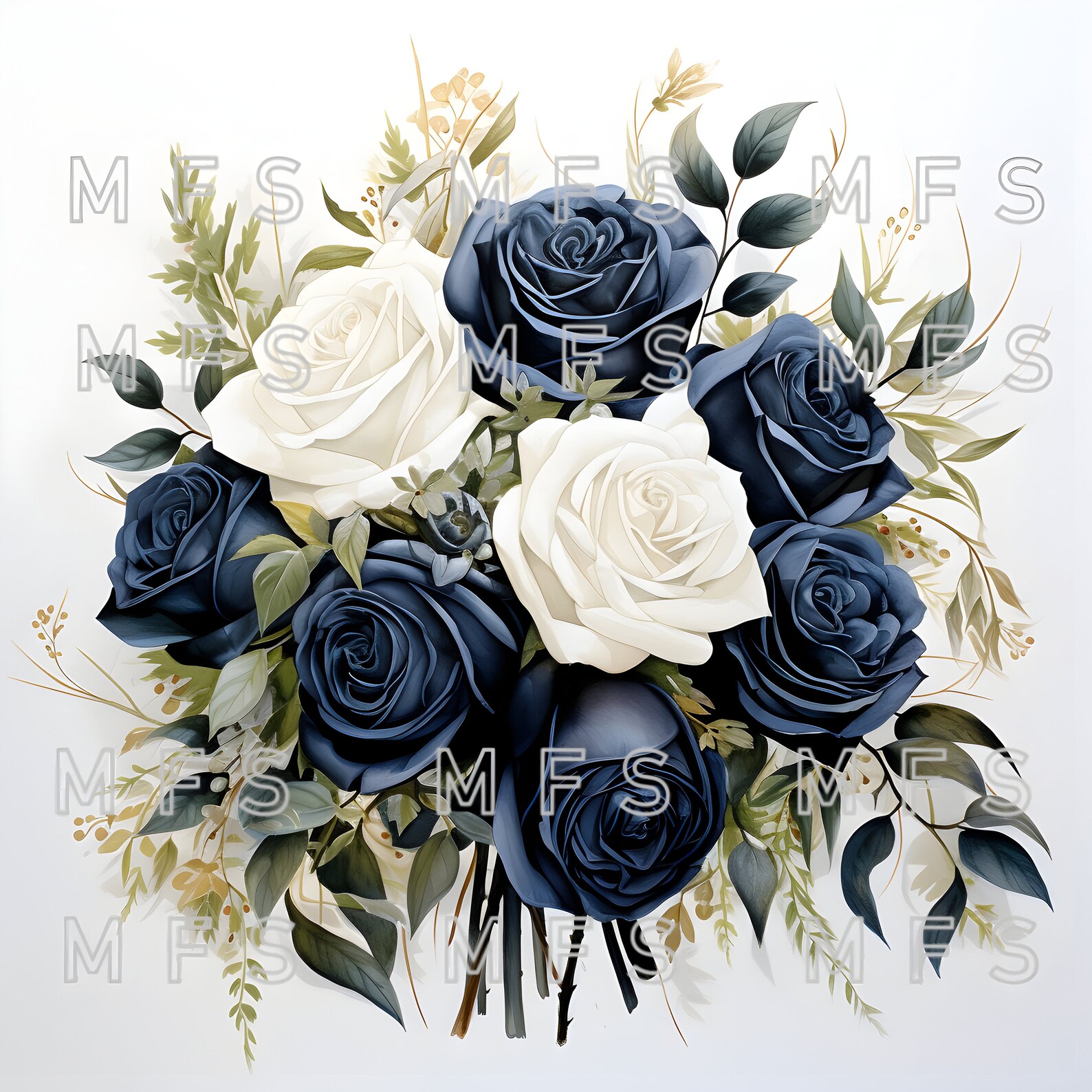 Watercolor Black Roses Clipart, 20 High Quality Jpgs, Instant Digital ...