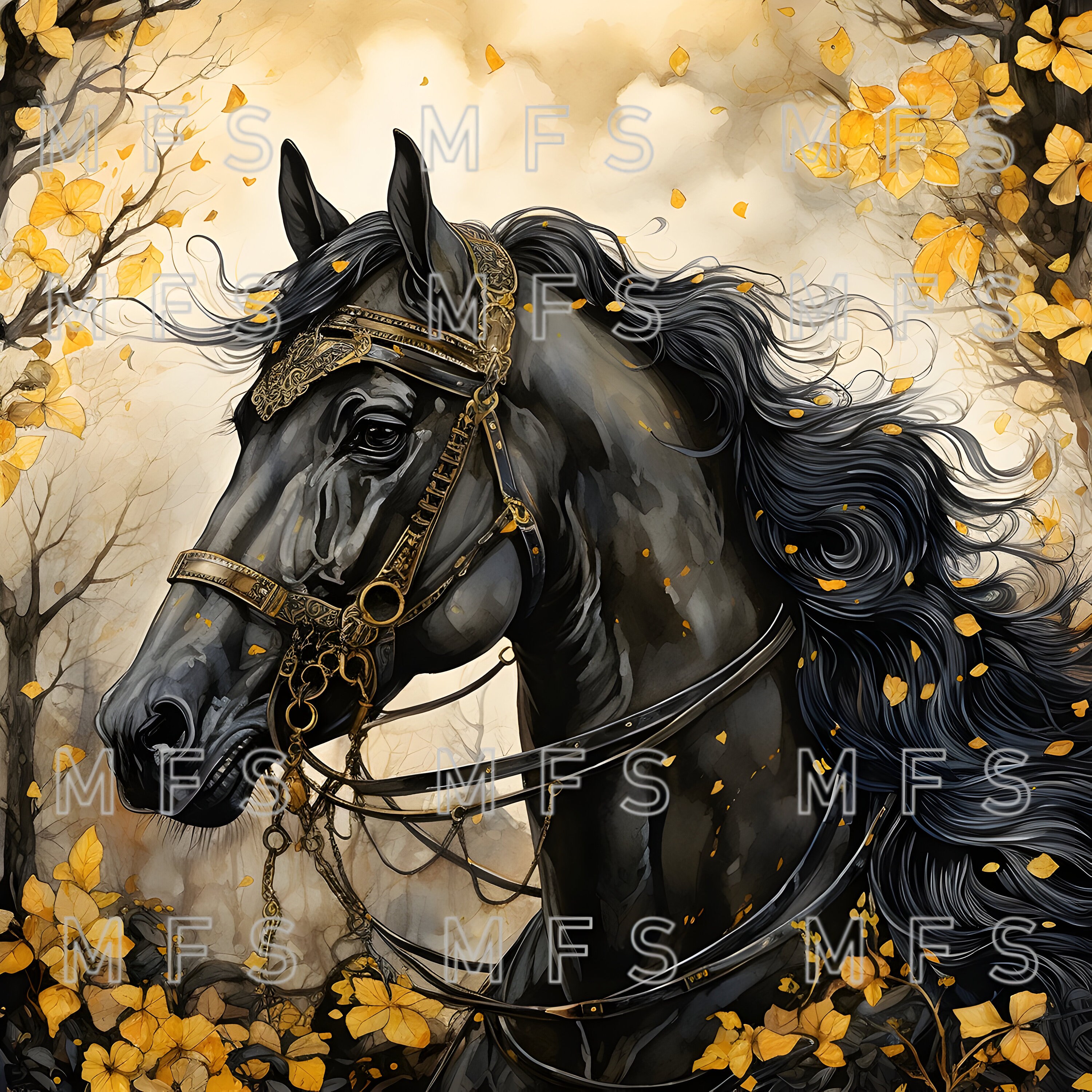 Watercolor Vintage Black Horse Clipart 20 High Quality Jpgs - Etsy