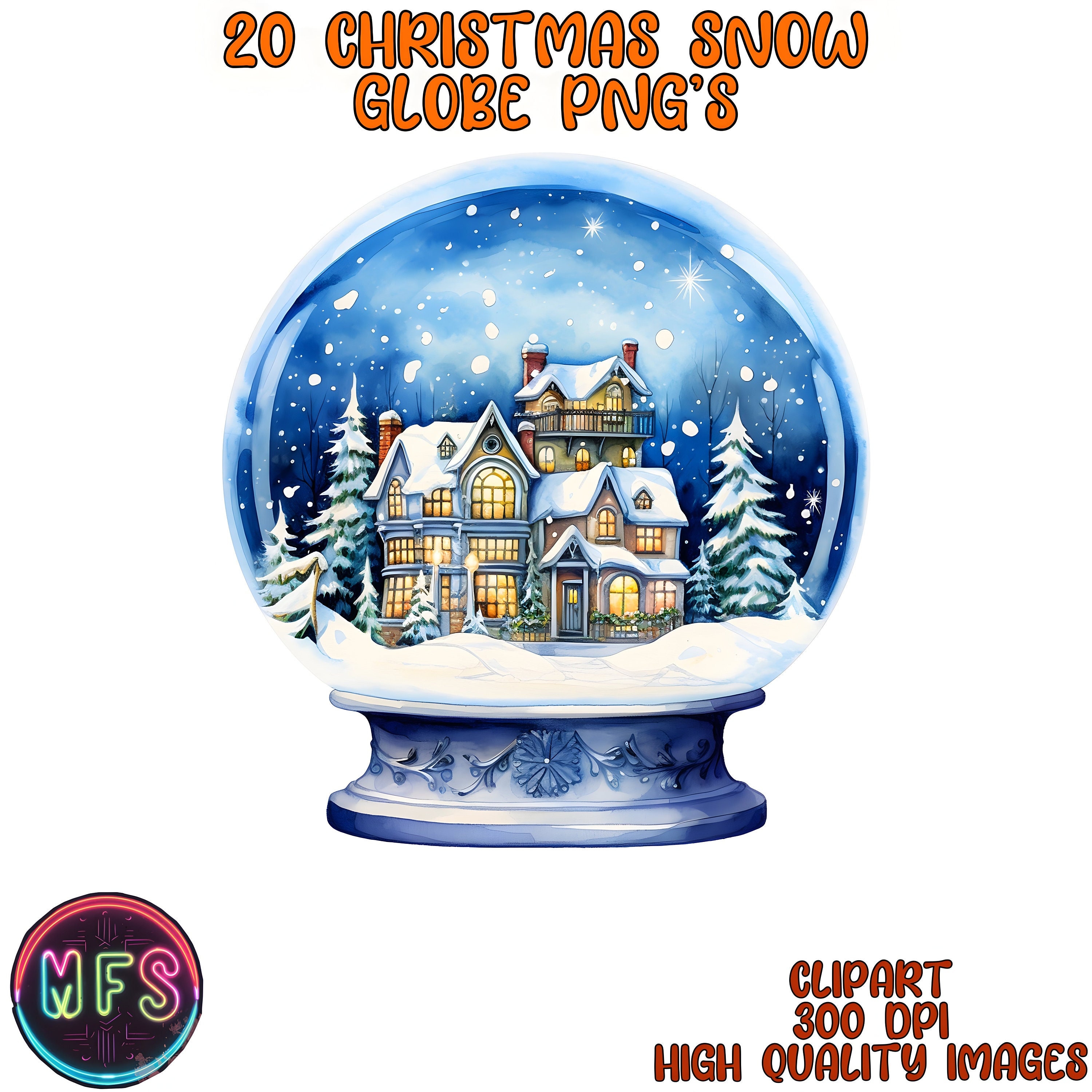 Watercolor Christmas Snow Globe Clipart 20 High Quality PNG - Etsy
