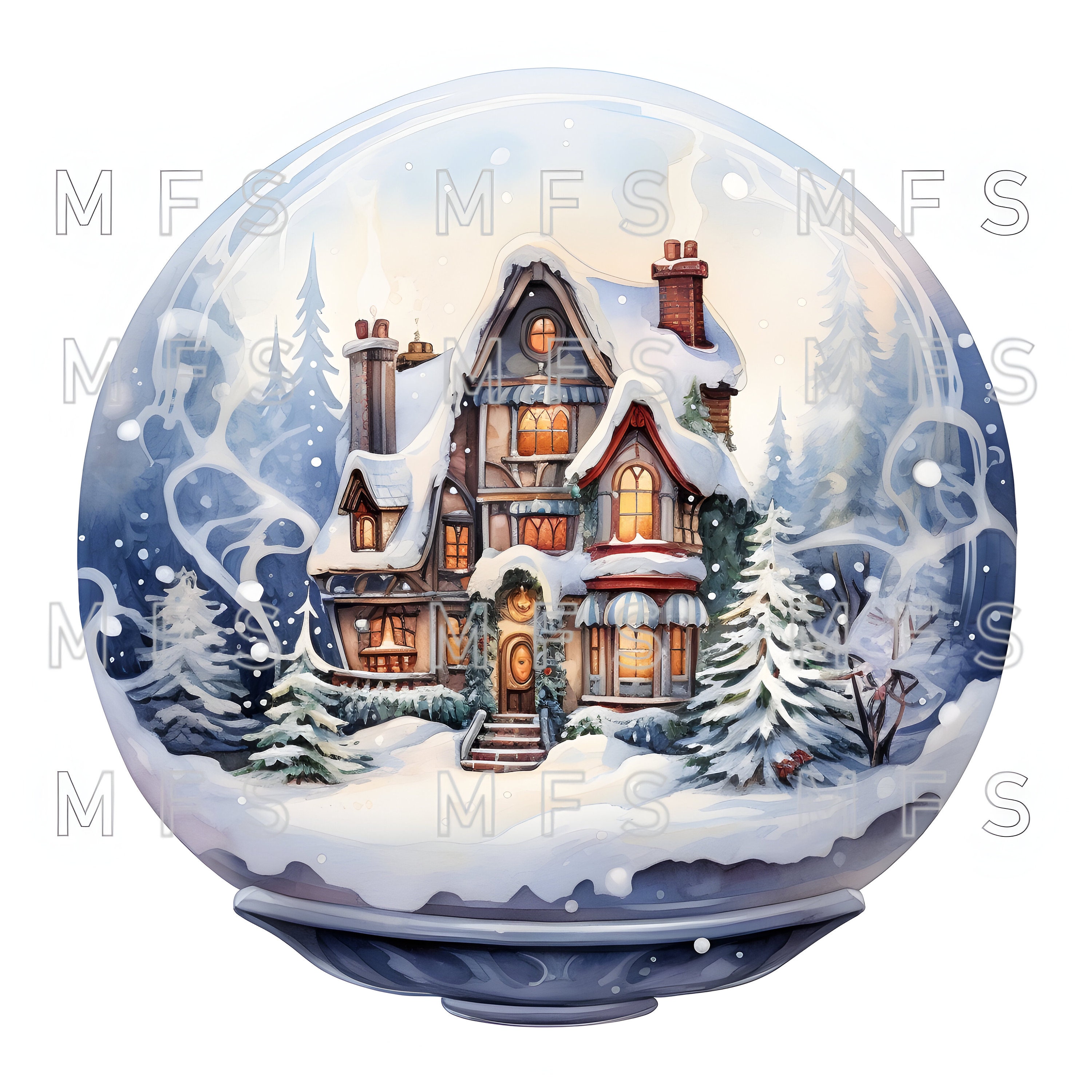 Watercolor Christmas Snow Globe Clipart 20 High Quality PNG - Etsy